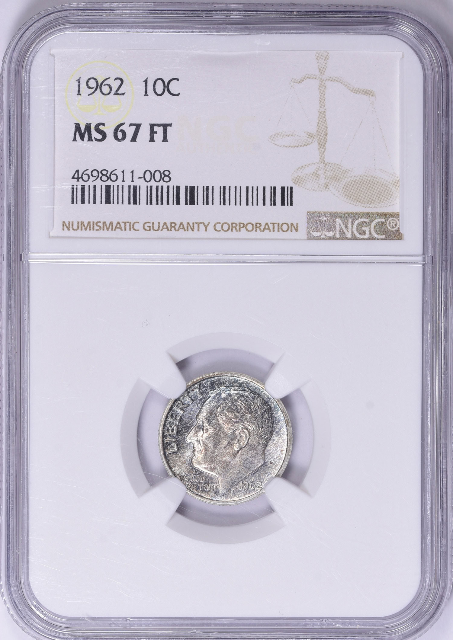 1962 Roosevelt Dime NGC MS-67 FT (Toned) (Item 1485682 ...