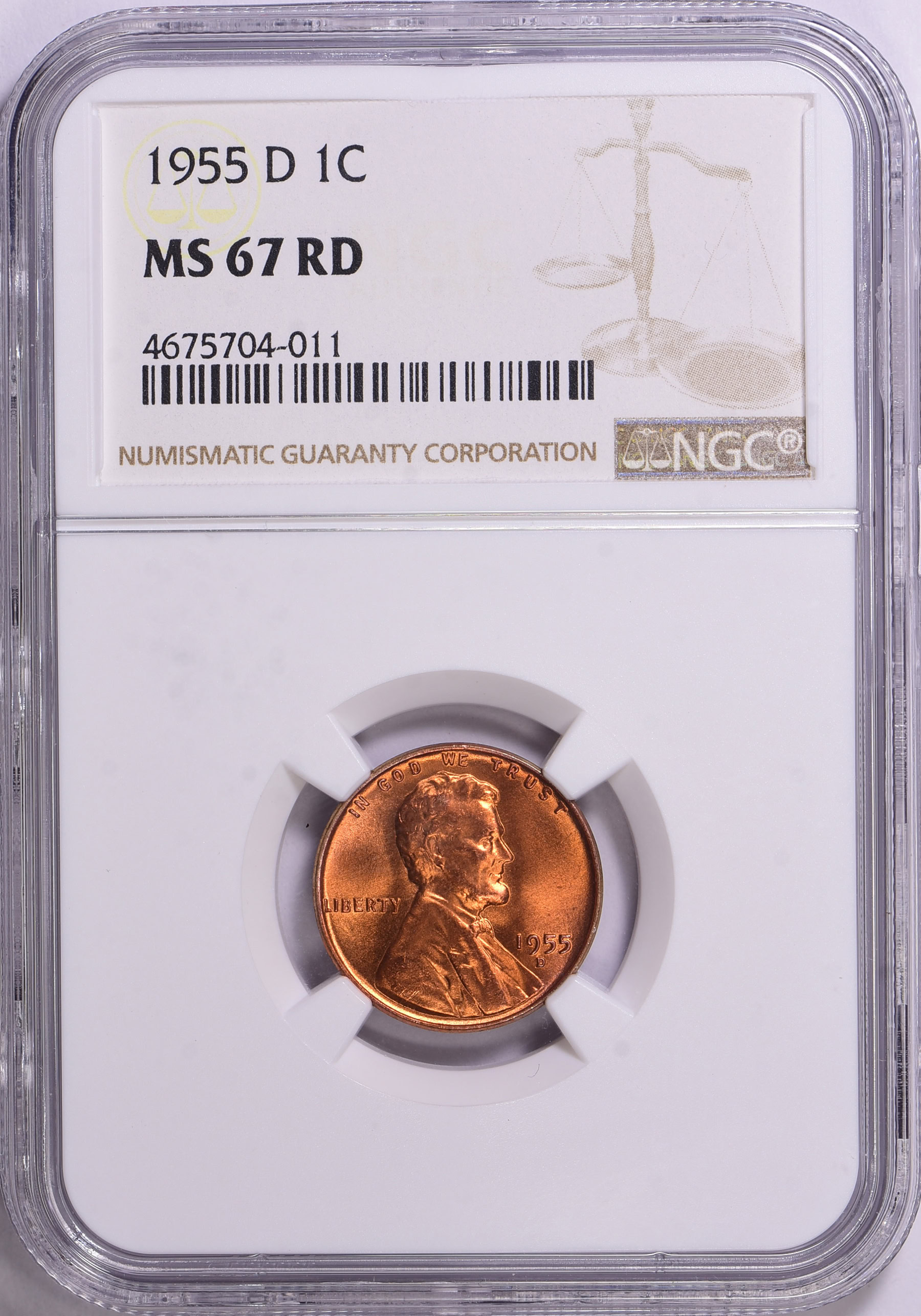1955-D Lincoln Cent NGC MS-67 RD (Item 1488960) | GreatCollections Coin ...