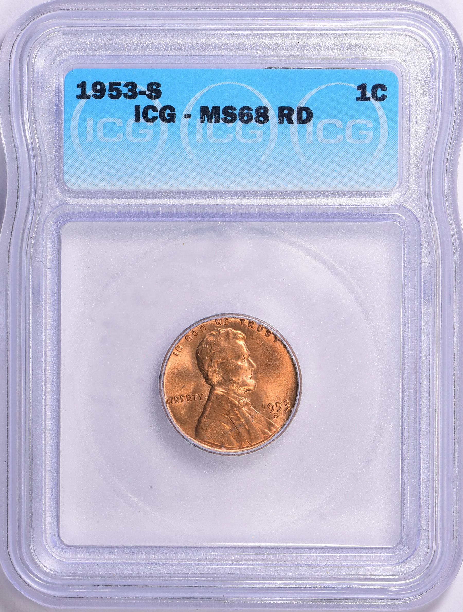 1953-S Lincoln Cent ICG MS-68 RD (Item 1488965) | GreatCollections Coin Auctions