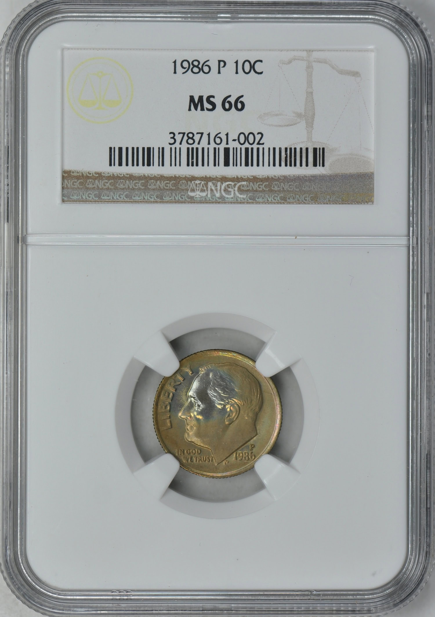 1986-P Roosevelt Dime NGC MS-66 (Toned) (Item 148924 ...