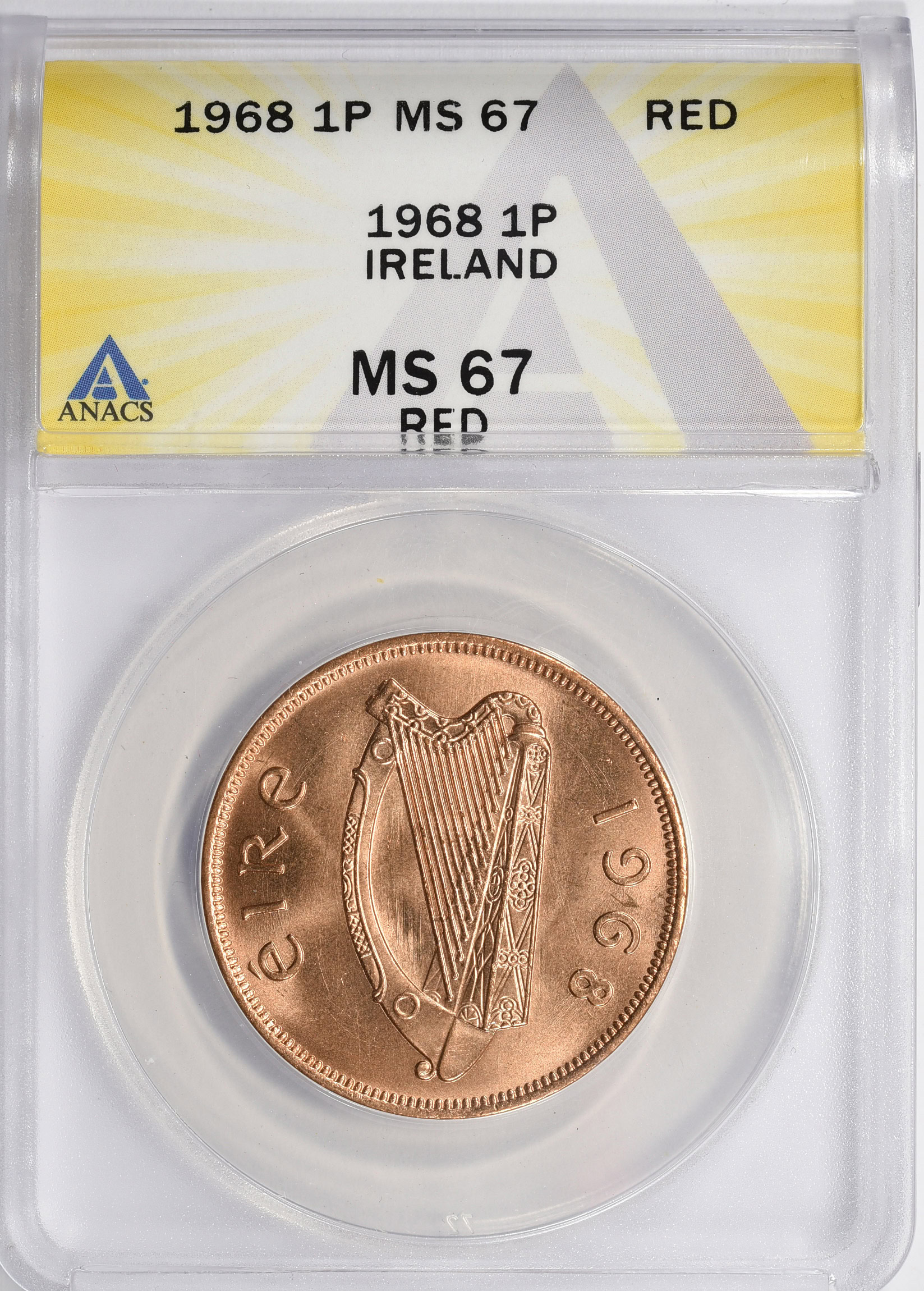 Ireland 1968 Penny KM-11 ANACS MS-67 RD (Item 1489293 ...