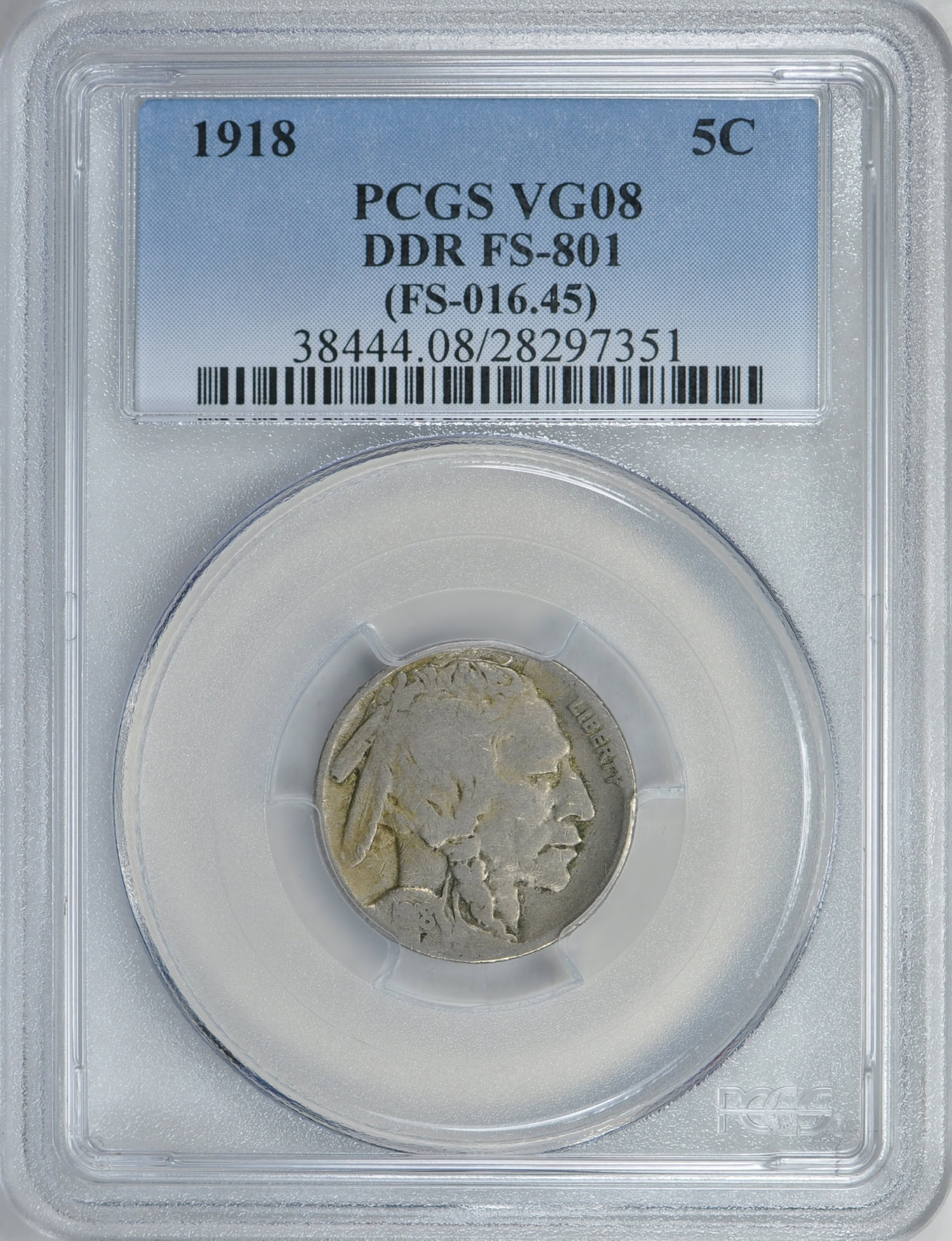 1918 Buffalo Nickel DDR FS-801 (FS-016.45) PCGS VG-08 (Item 149061 ...