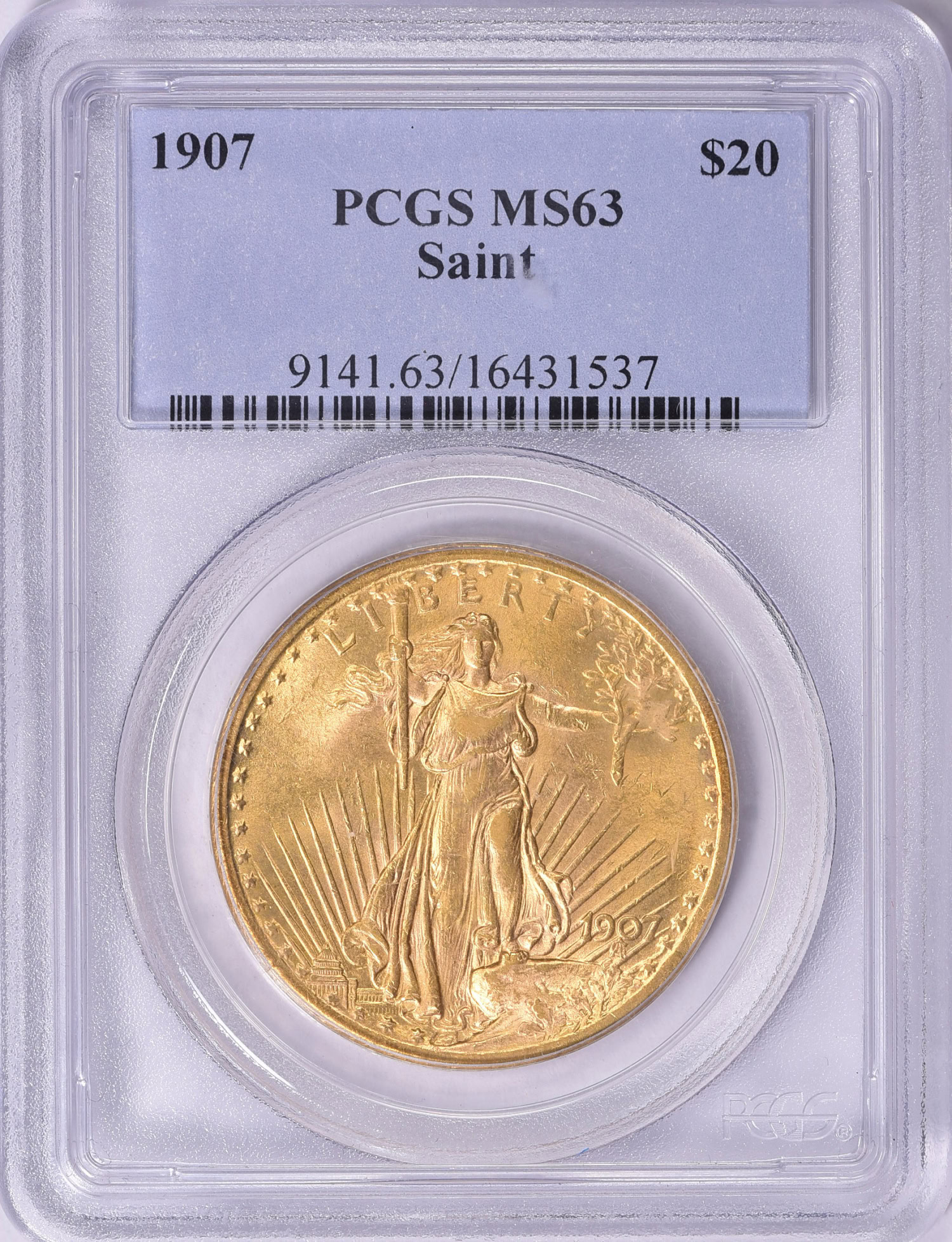 1907 Saint-Gaudens Gold Double Eagle Arabic Numerals PCGS MS-63 (Item ...
