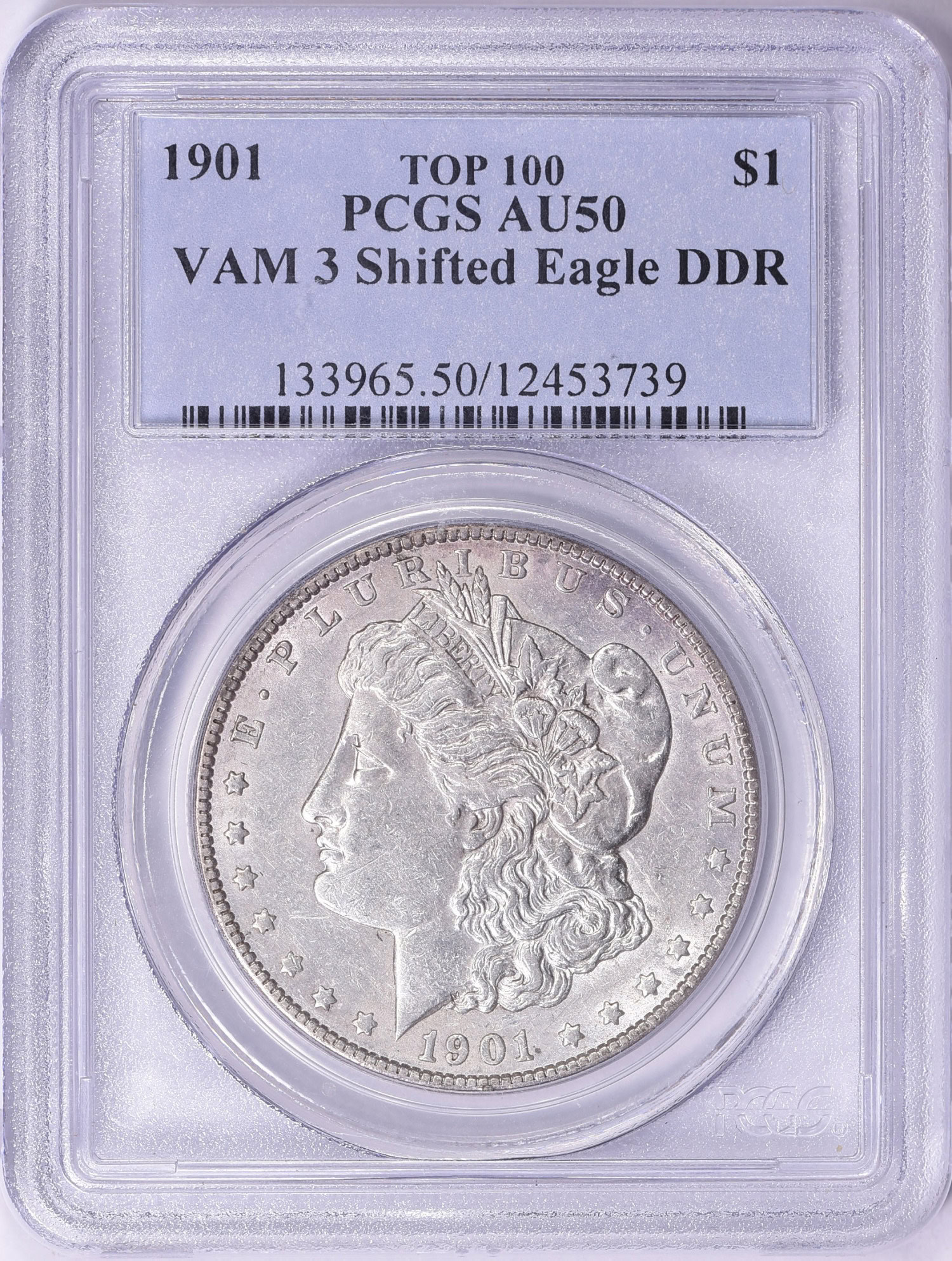 1901 Morgan Silver Dollar VAM-3 Shifted Eagle DDR Top 100 PCGS AU-50 ...