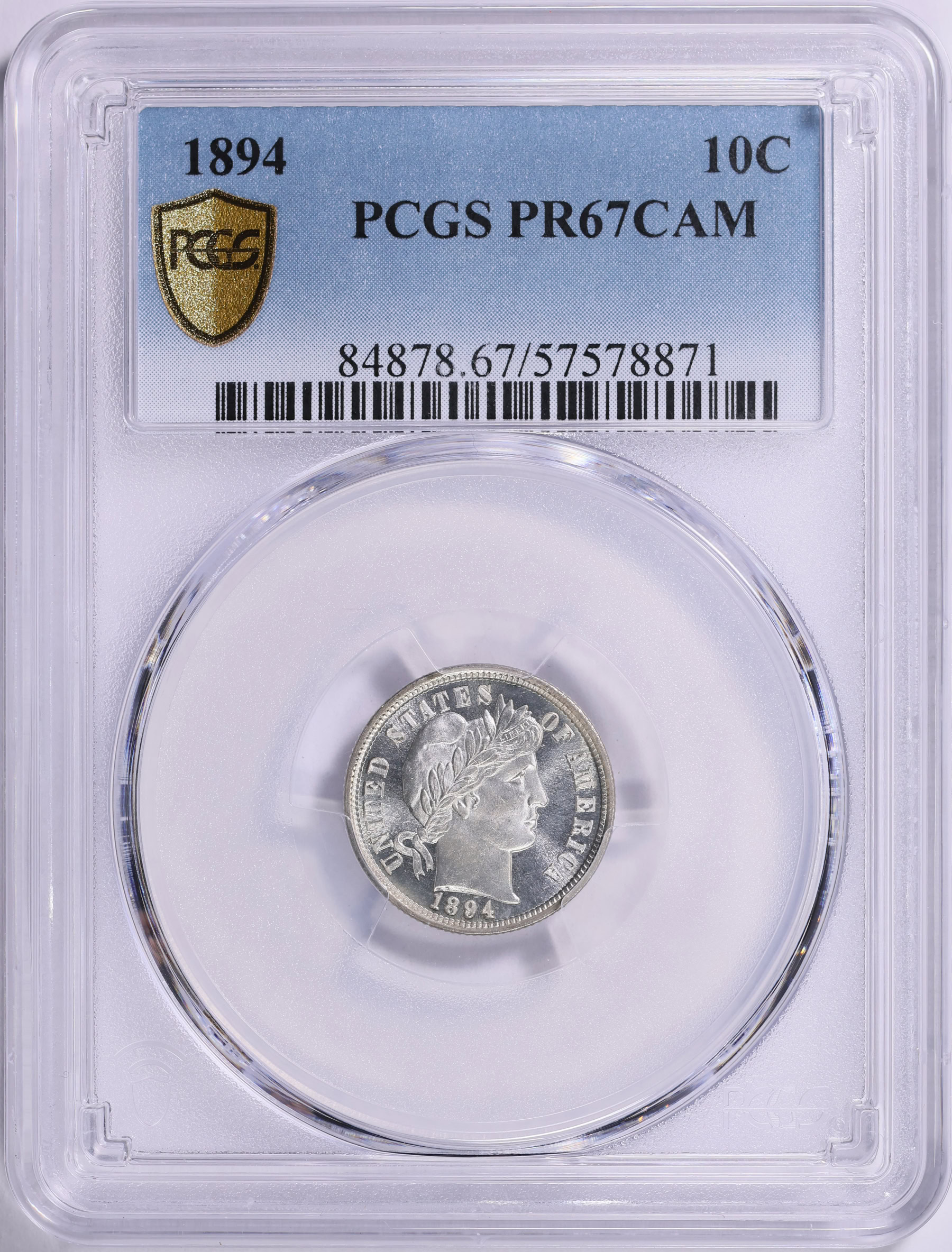 1894 Barber Dime PCGS Proof-67 CAMEO (Item 1492564) | GreatCollections ...