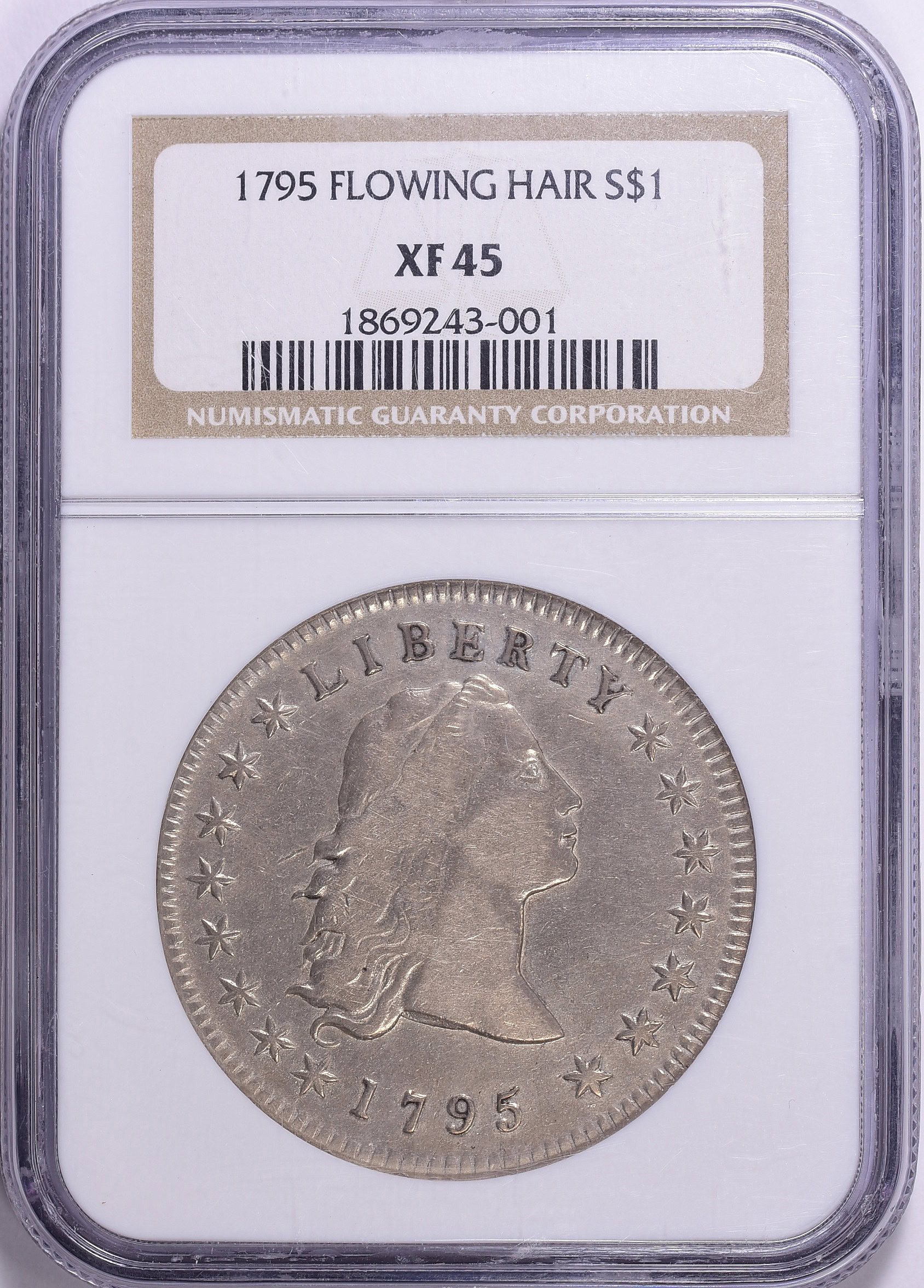 1795 Flowing Hair Silver Dollar 3 Leaves NGC XF-45 (Item 1494971) | GreatCollections Coin Auctions