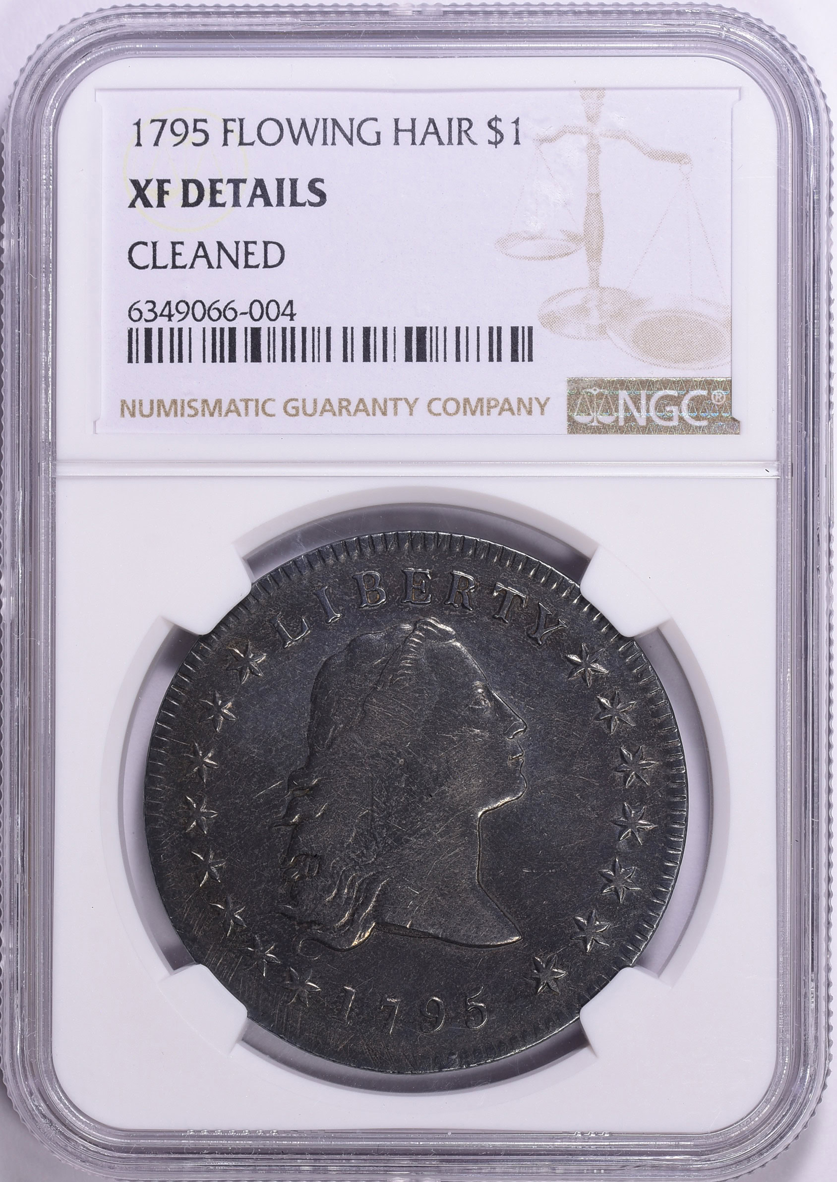 1795 Flowing Hair Silver Dollar 3 Leaves NGC XF Details (Item 1494972) | GreatCollections Coin ...