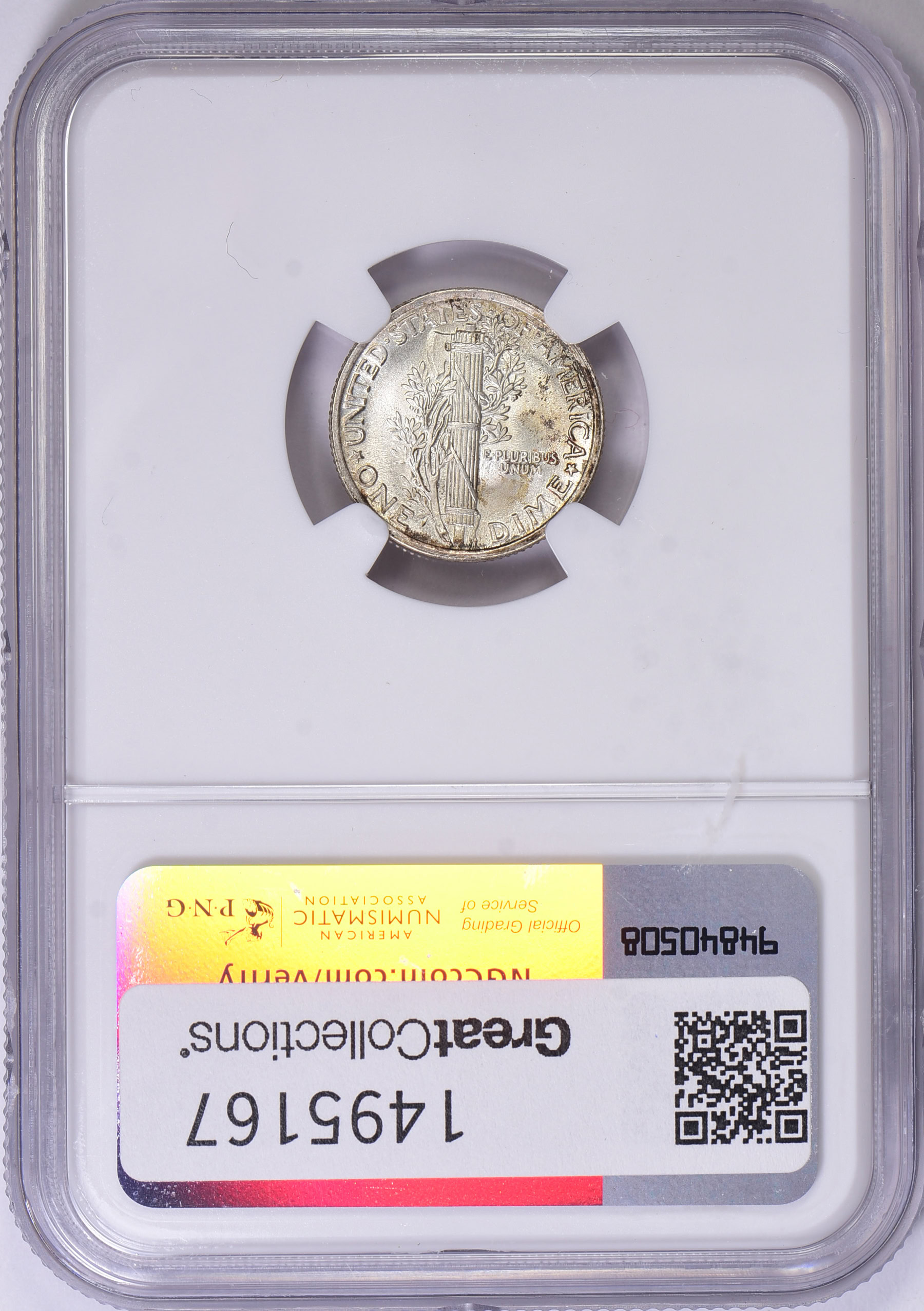 1923 Mercury Dime NGC MS-67 FB (CAC Green) (Item 1495167) | GreatCollections Coin Auctions