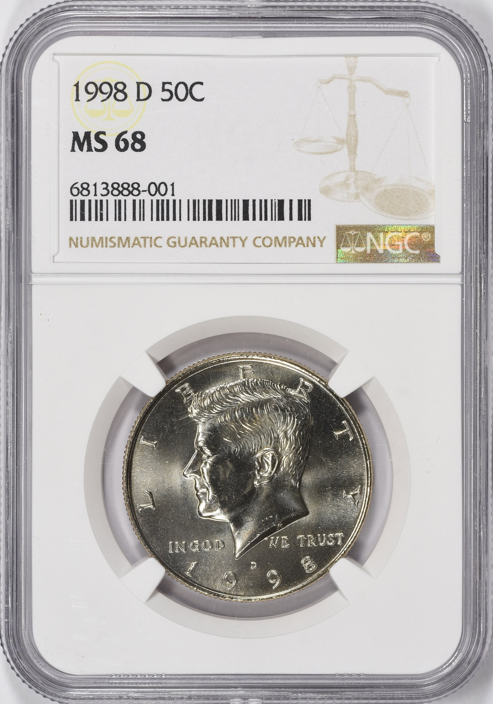 1998-D Kennedy Half Dollar NGC MS-68 (Item 1495725) | GreatCollections ...