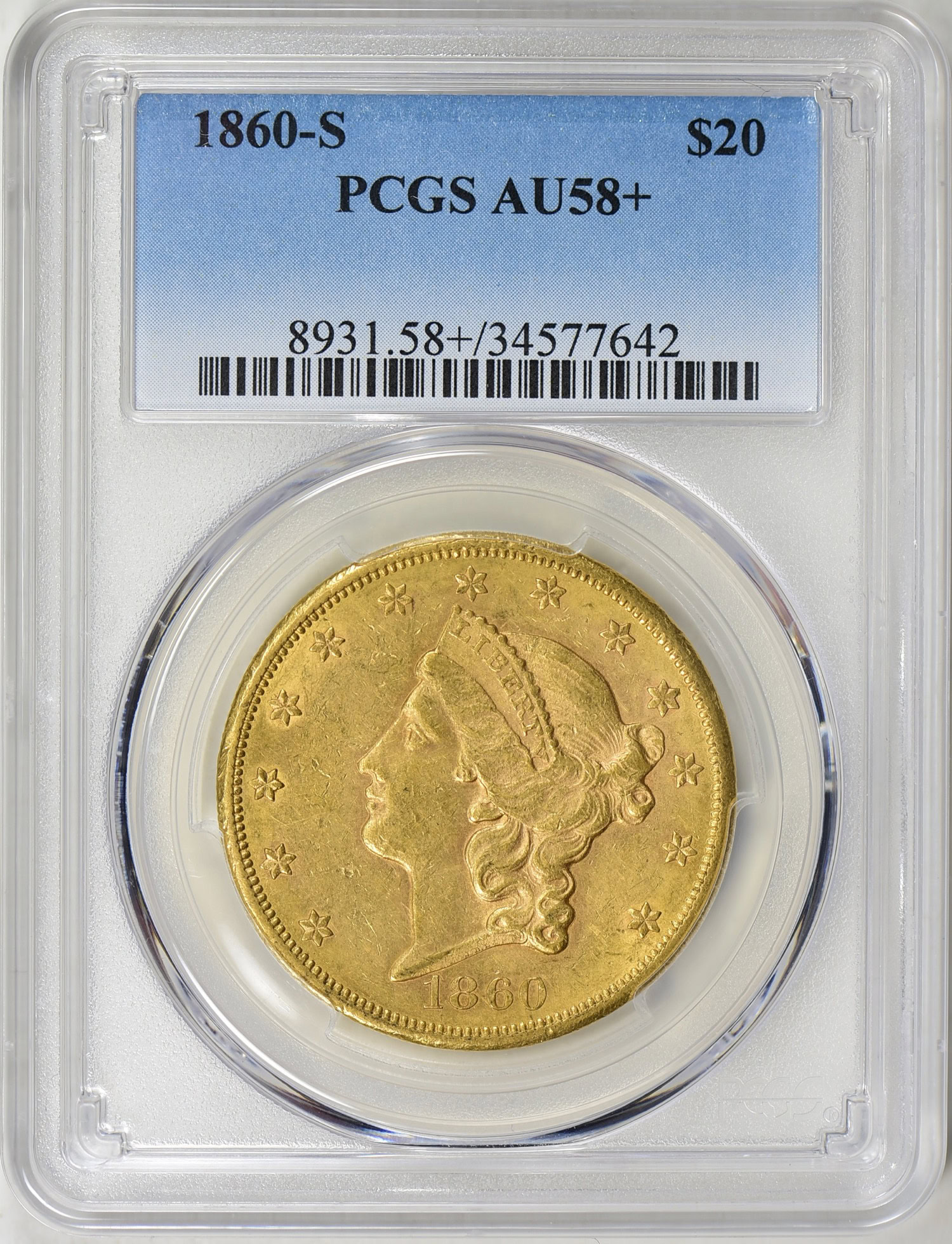 1860-S Liberty Gold Double Eagle PCGS AU-58+ (Item 1497214 ...