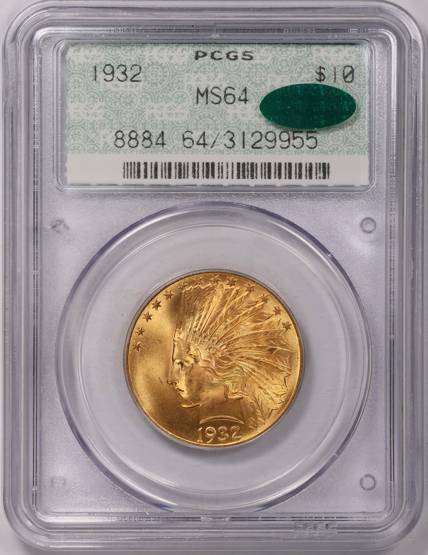 1932 Indian Gold Eagle PCGS MS-64 (CAC Green) OGH (Doily) (Item 1498908 ...