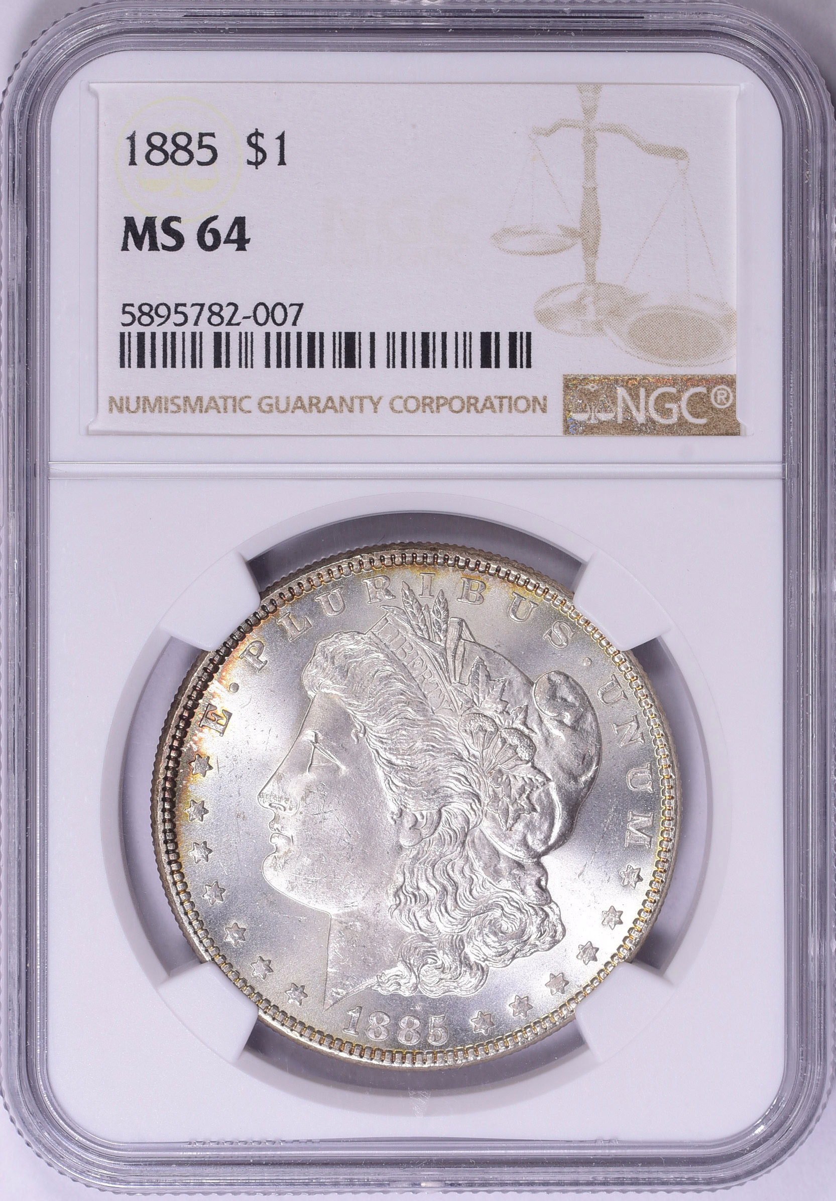 1885 Morgan Silver Dollar NGC MS-64 (Toned) (Item 1498912) | GreatCollections Coin Auctions