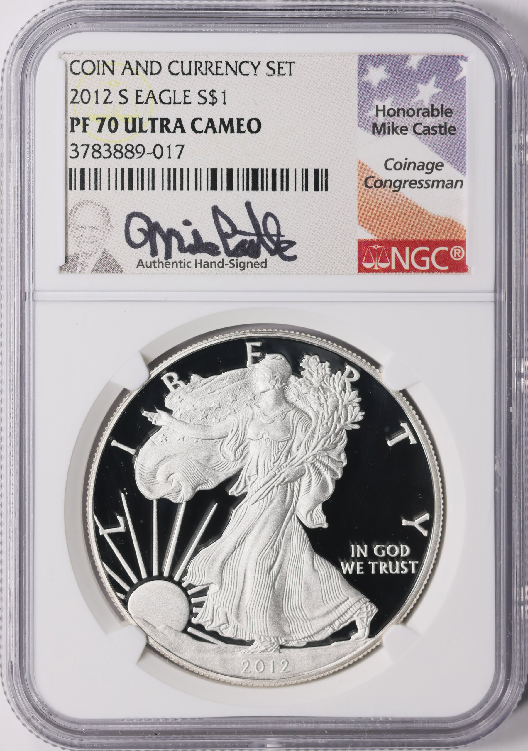 2012-S $1 Silver Eagle (From Coin & Currency Set) NGC Proof-70 UC (Mike ...