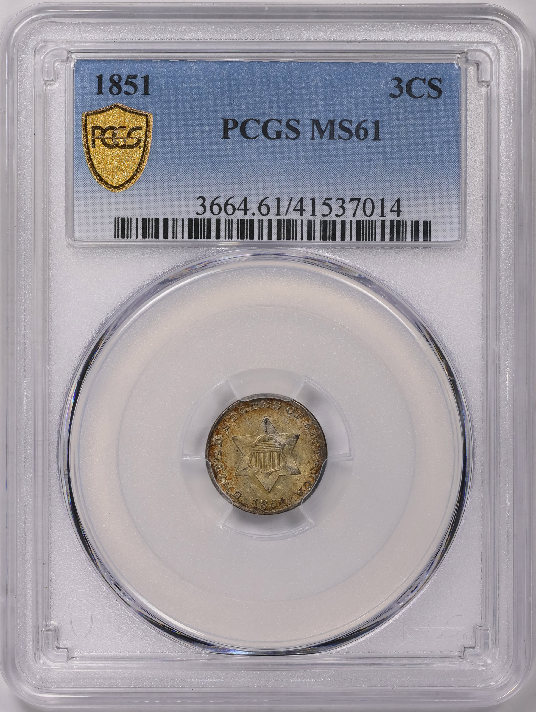 1851 Silver Three-Cent Piece PCGS MS-61 (Toned) (Item 1499258 ...