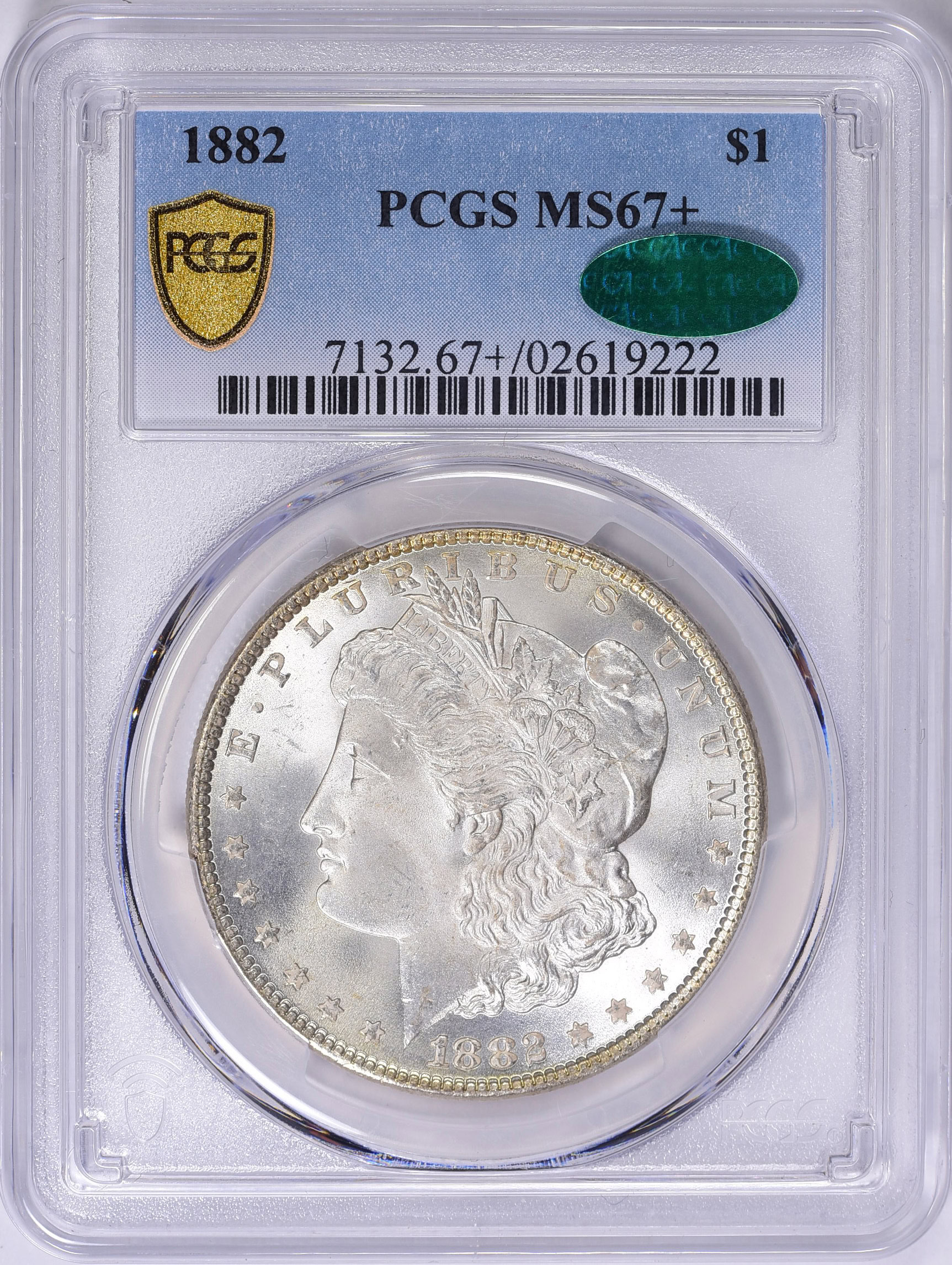 1882 Morgan Silver Dollar PCGS MS-67+ (CAC Green) (Item 1500485) | GreatCollections Coin Auctions