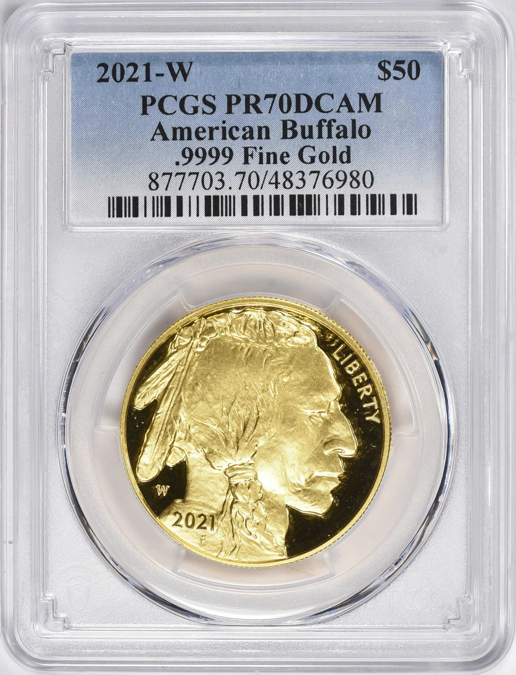 2021-W $50 One-Ounce Gold American Buffalo PCGS Proof-70 DCAM (Item 1501405) | GreatCollections ...