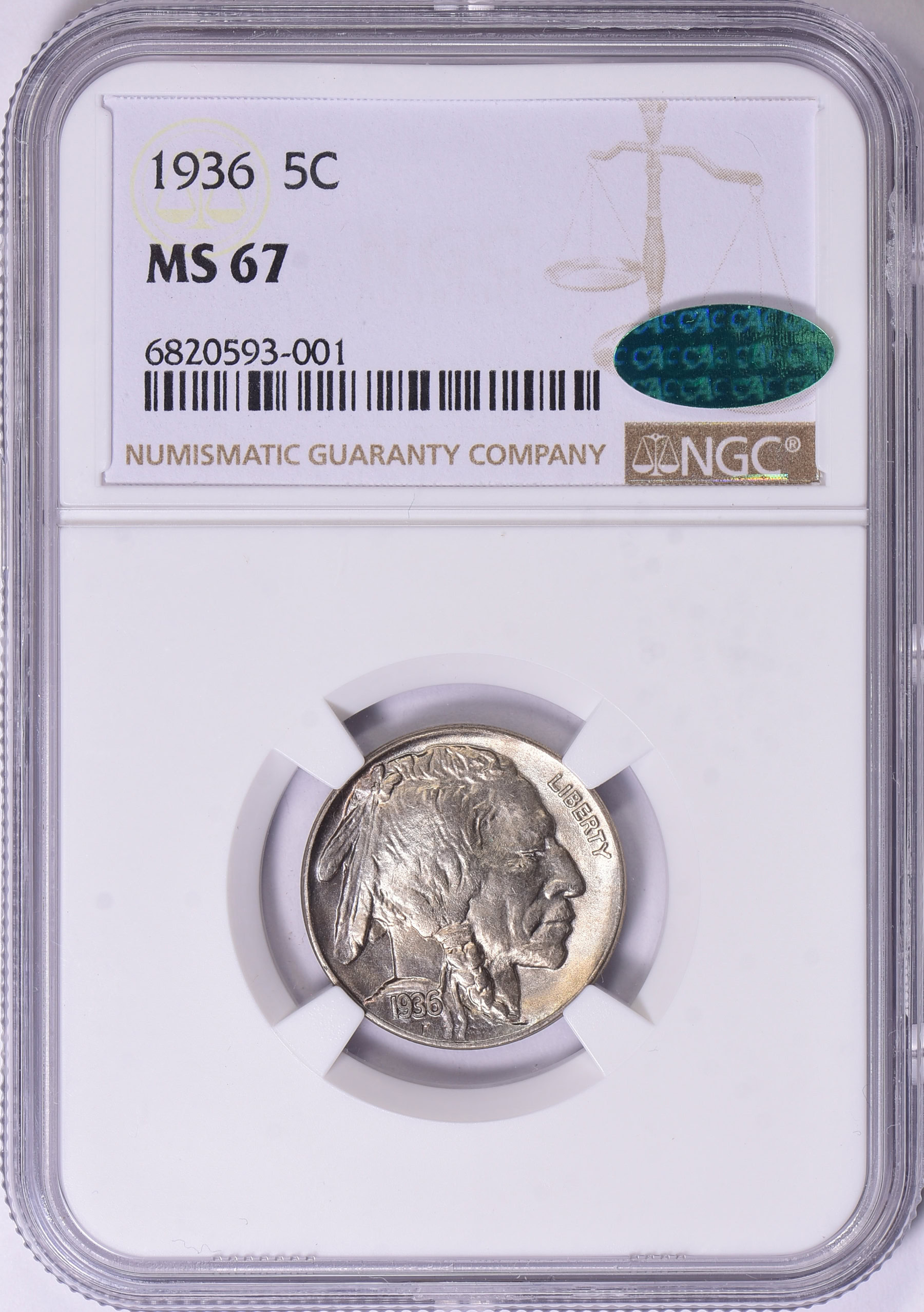 1936 Buffalo Nickel NGC MS-67 (CAC Green) (Toned) (Item 1502722 ...