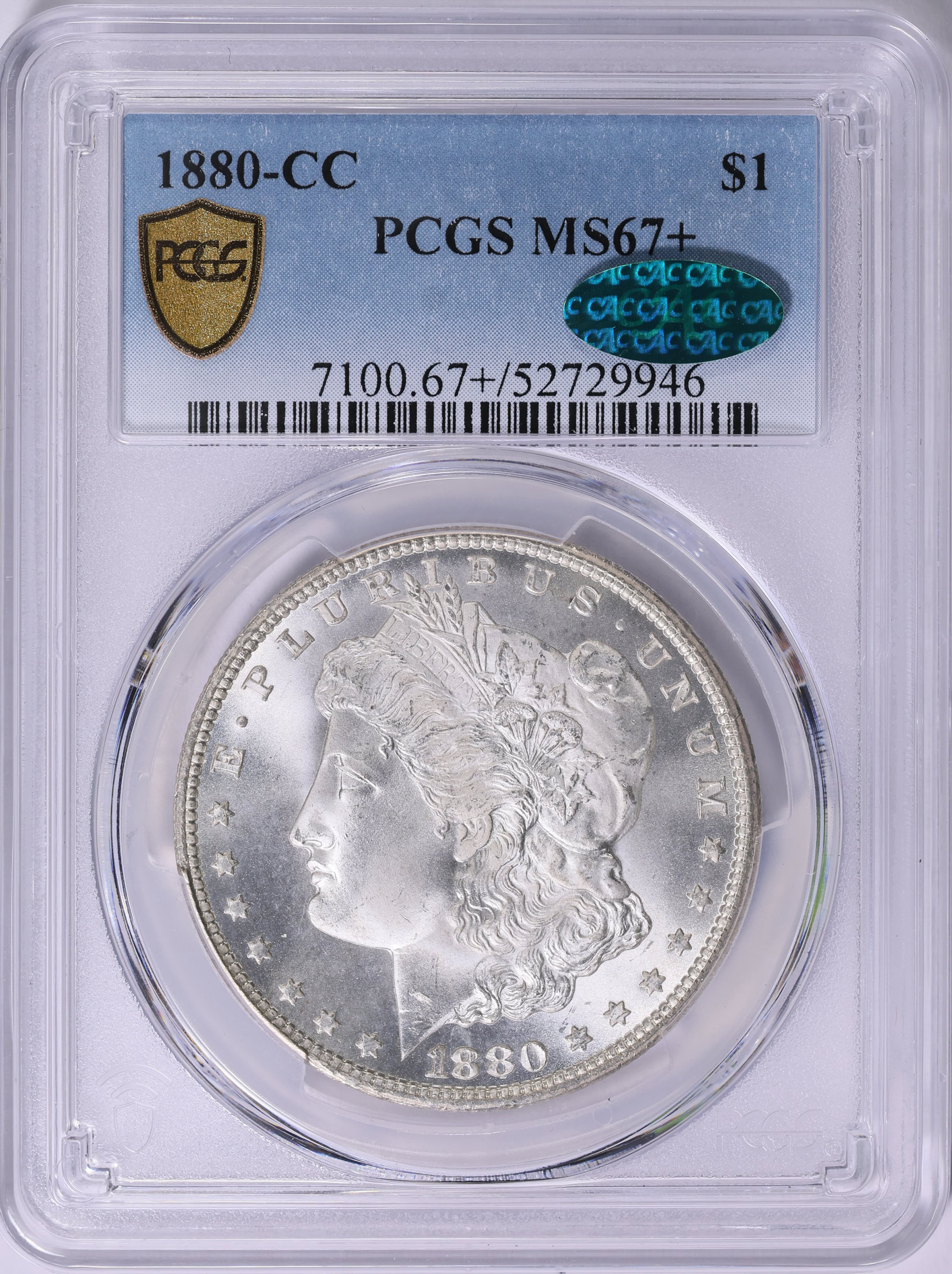 1880-CC Morgan Silver Dollar PCGS MS-67+ (CAC Green) (Item 1502731) | GreatCollections Coin Auctions