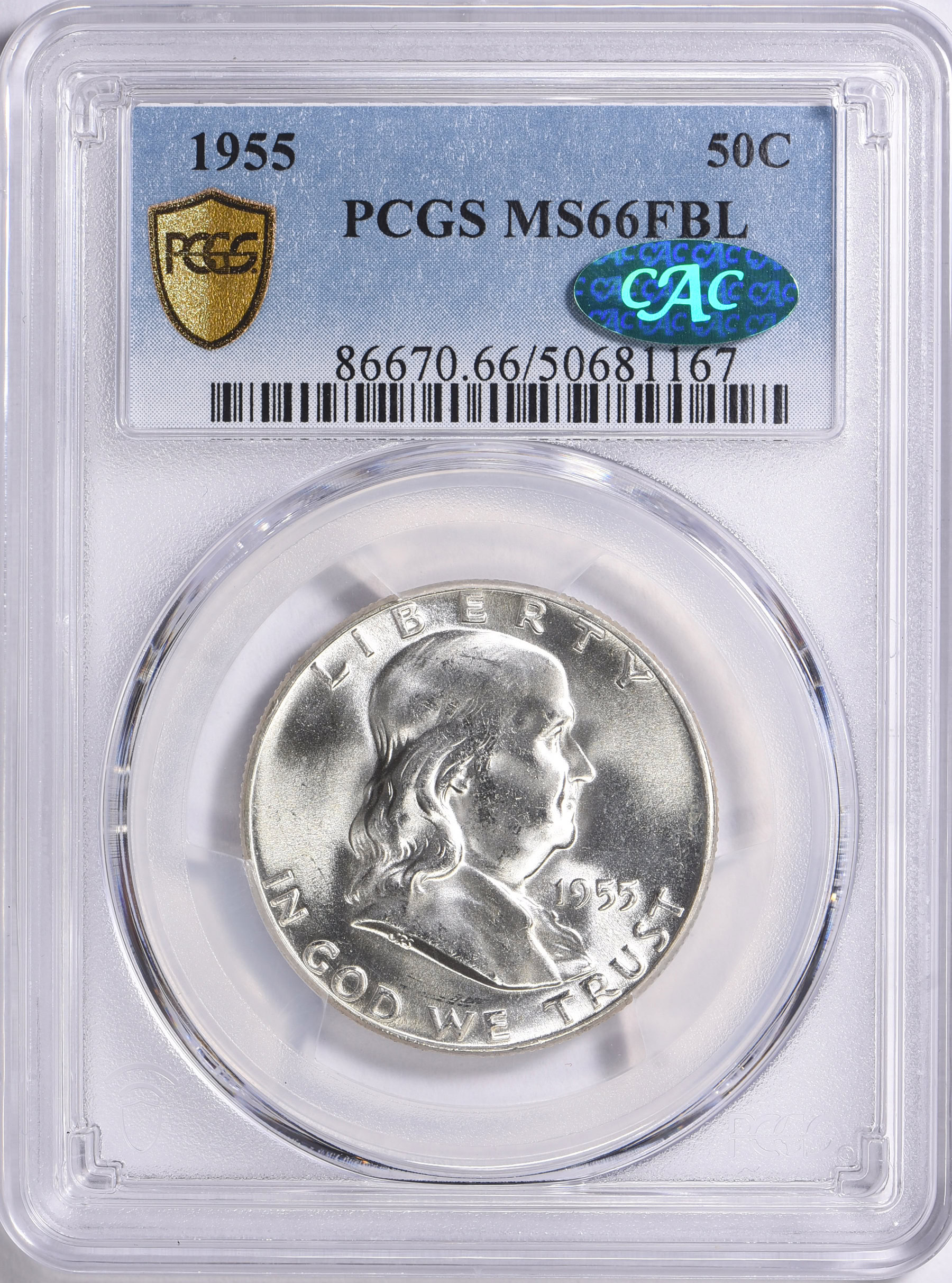 1955 Franklin Half Dollar PCGS MS-66 FBL (CAC Green) (Item 1502732 ...