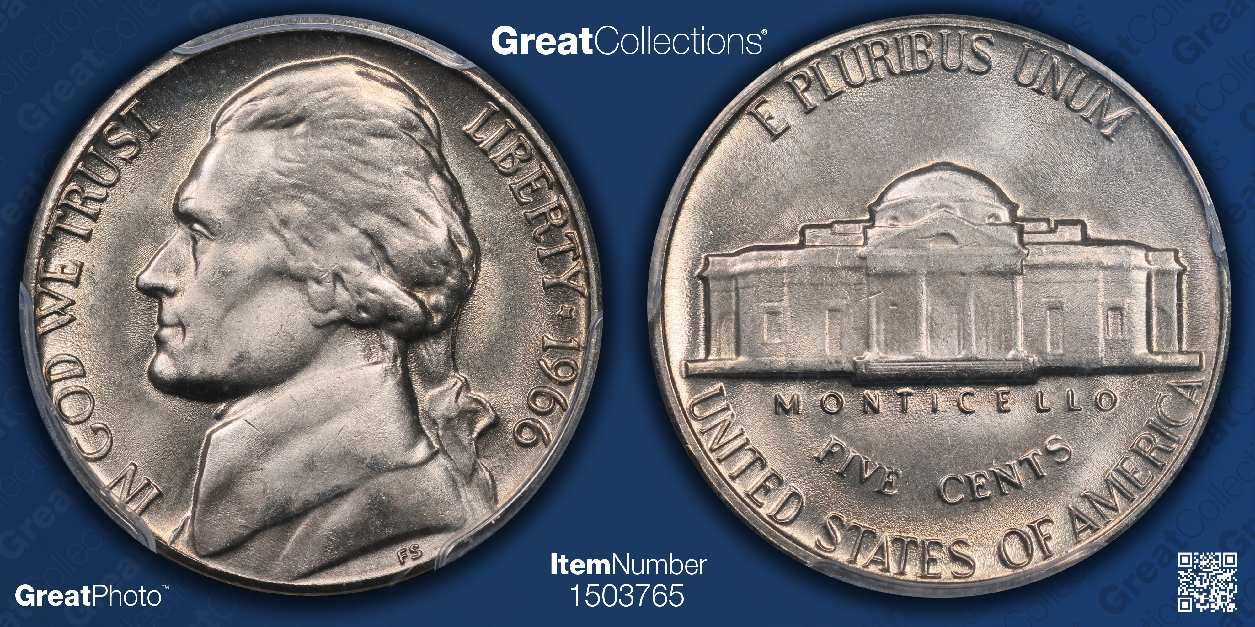 1966 Jefferson Nickel PCGS MS-66+ (OGH 30th Anniversary Label) (Item ...