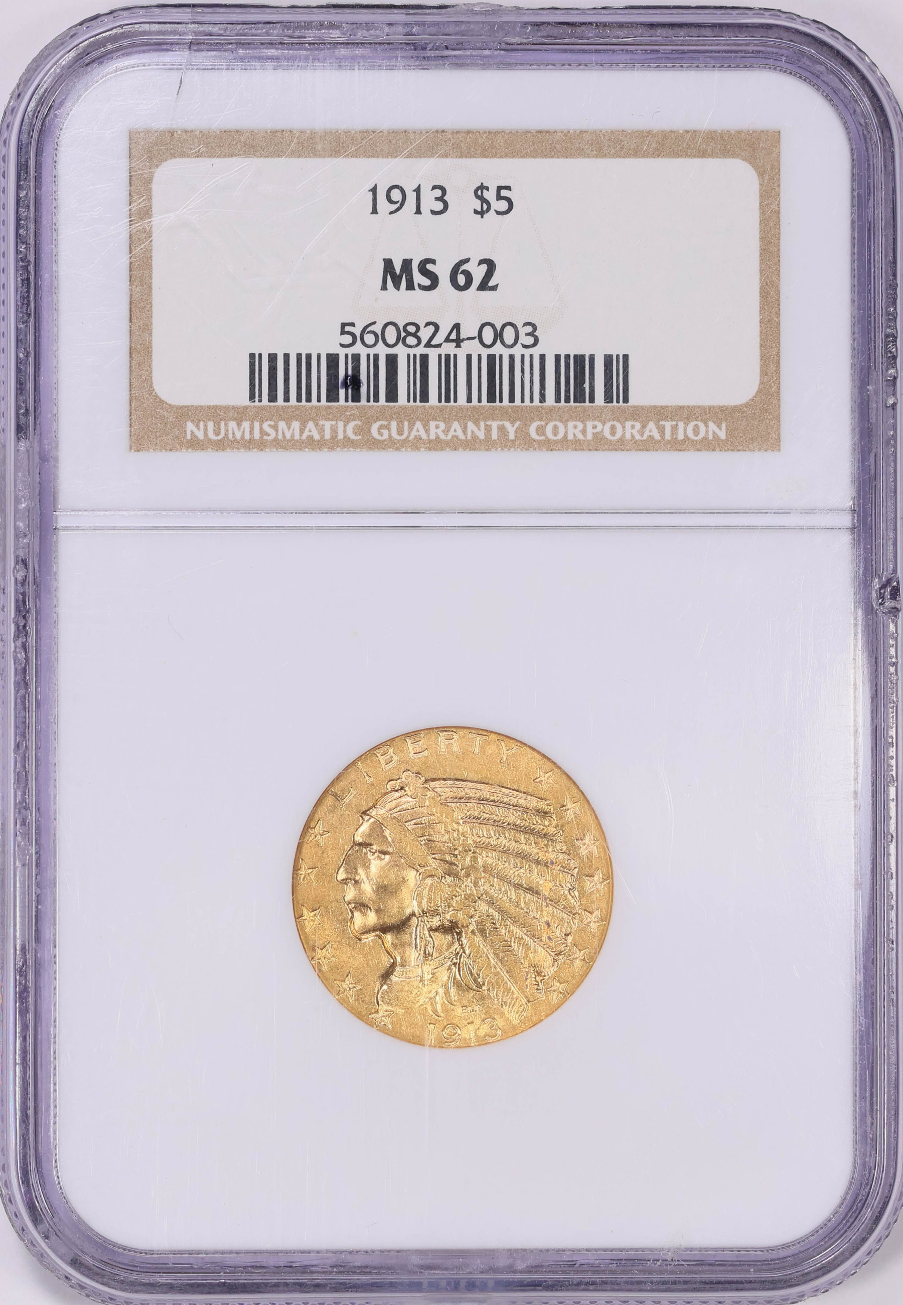 1913 Indian Gold Half Eagle NGC MS-62 (Item 1504126) | GreatCollections Coin Auctions