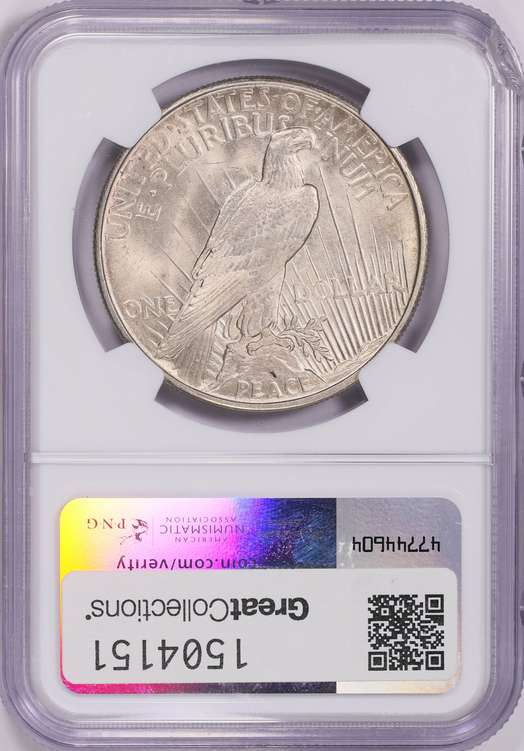 1921 Peace Silver Dollar High Relief NGC MS-62 (CAC Green) (Toned) (Item 1504151 ...