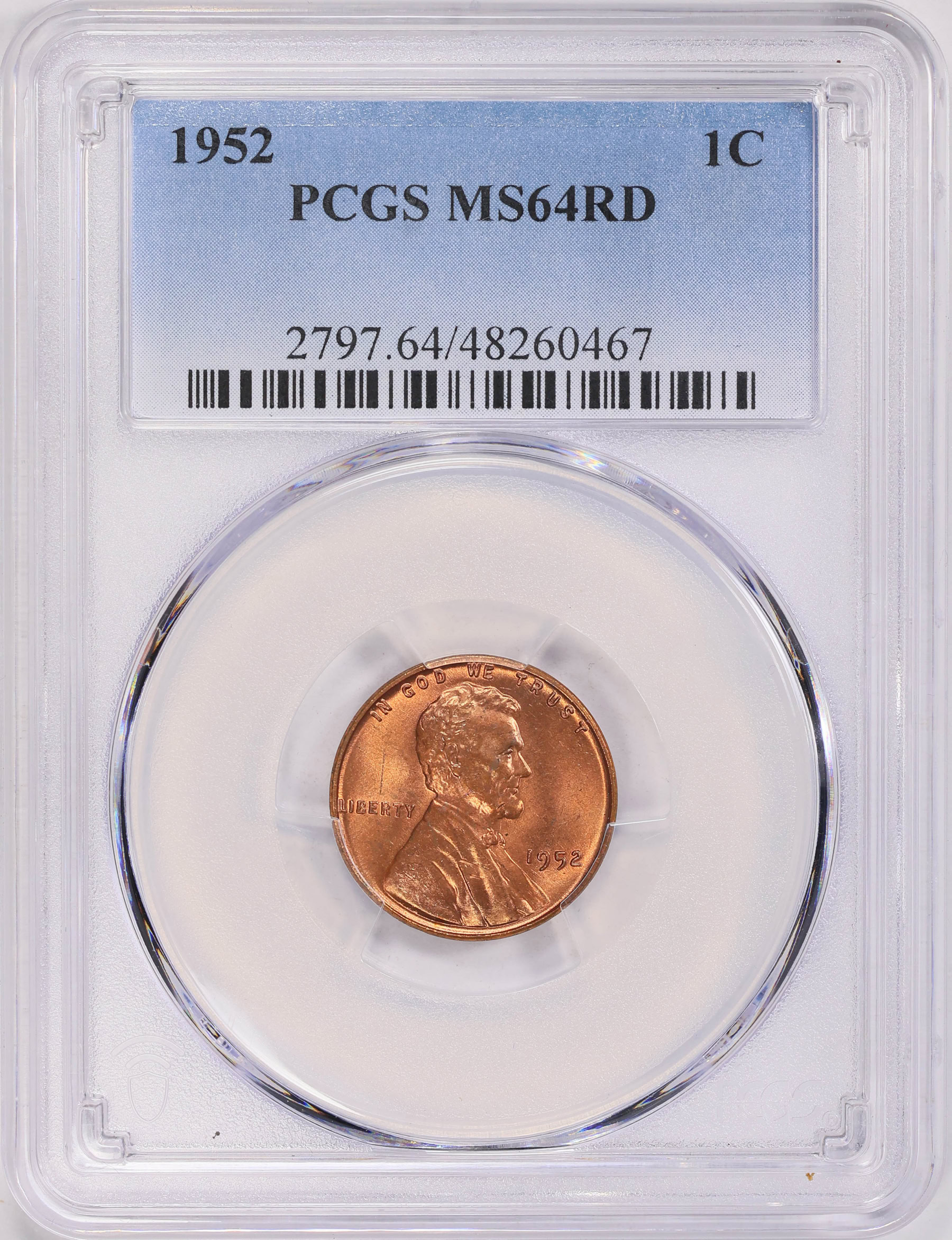 1952 Lincoln Cent PCGS MS-64 RD (Item 1504270) | GreatCollections Coin Auctions