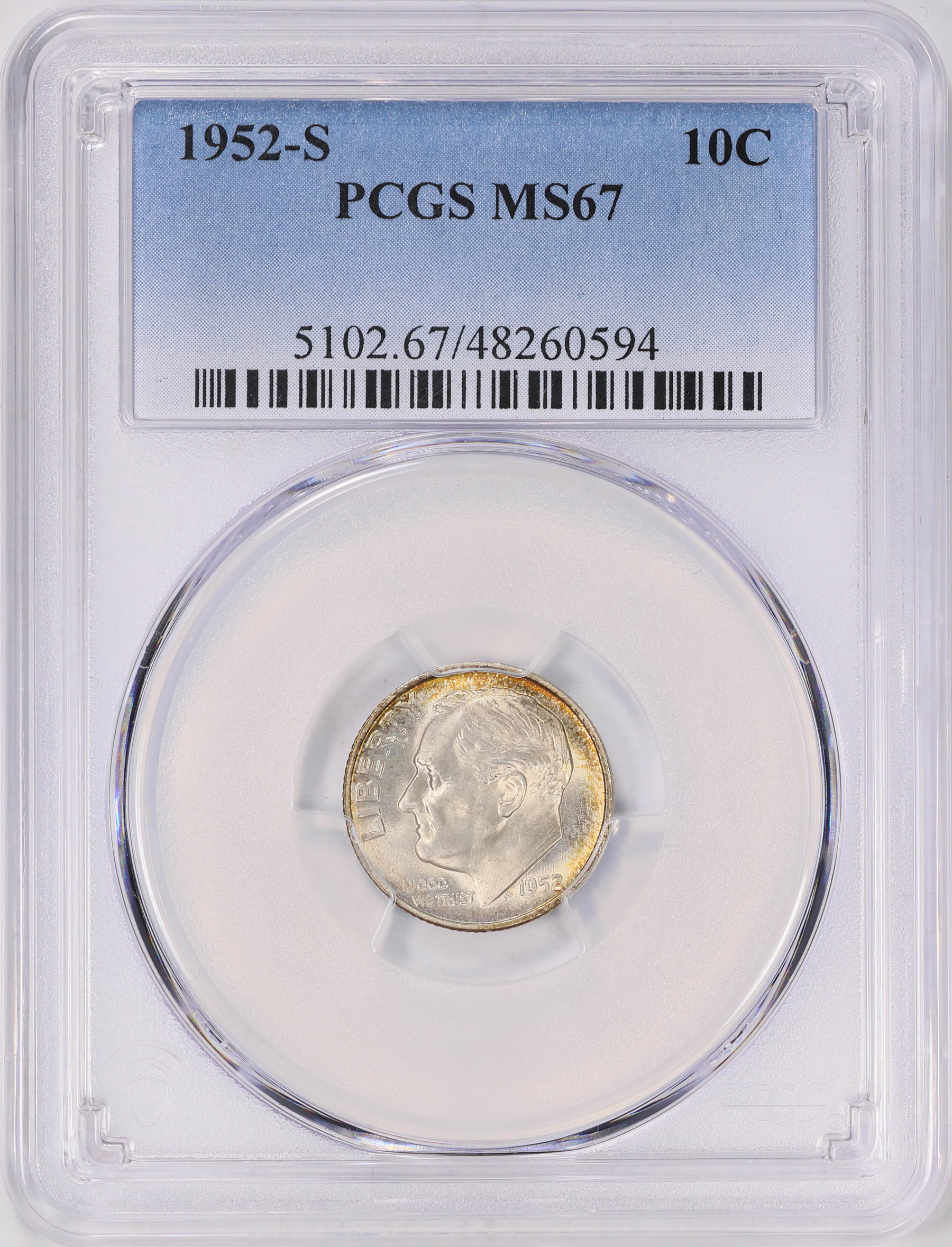 1952-S Roosevelt Dime PCGS MS-67 (Toned) (Item 1504288 ...