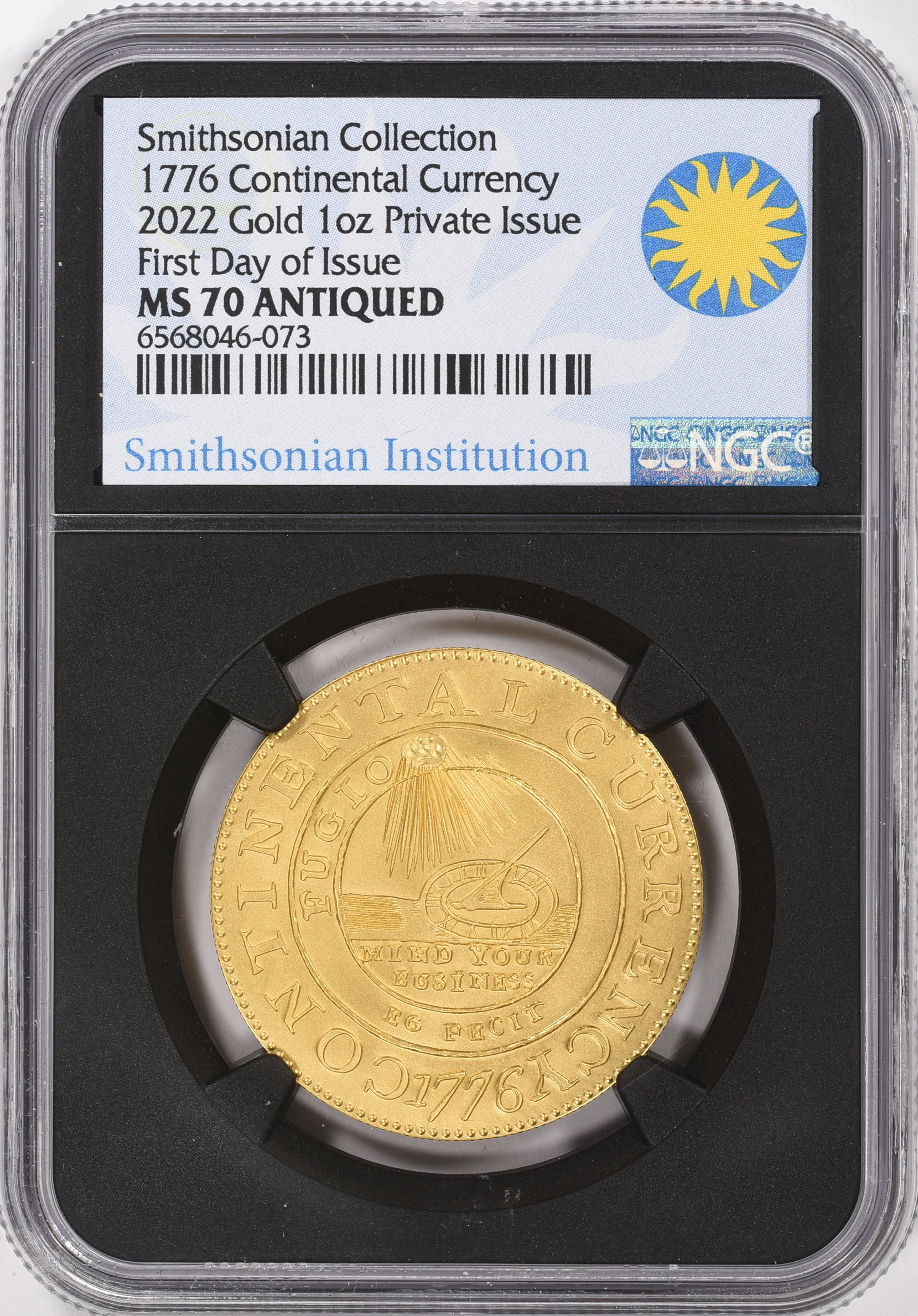 2022 Gold 1oz 1776 Continental Currency Smithsonian Collection Private ...