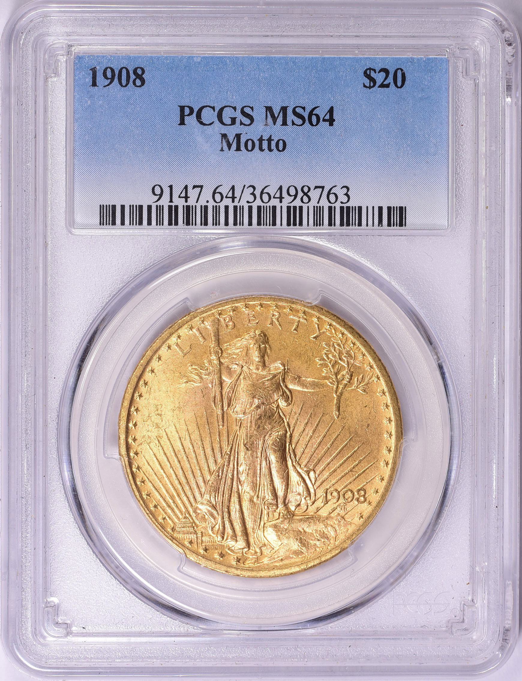 1908 Saint-Gaudens Gold Double Eagle Motto PCGS MS-64 (Item 1507057 ...