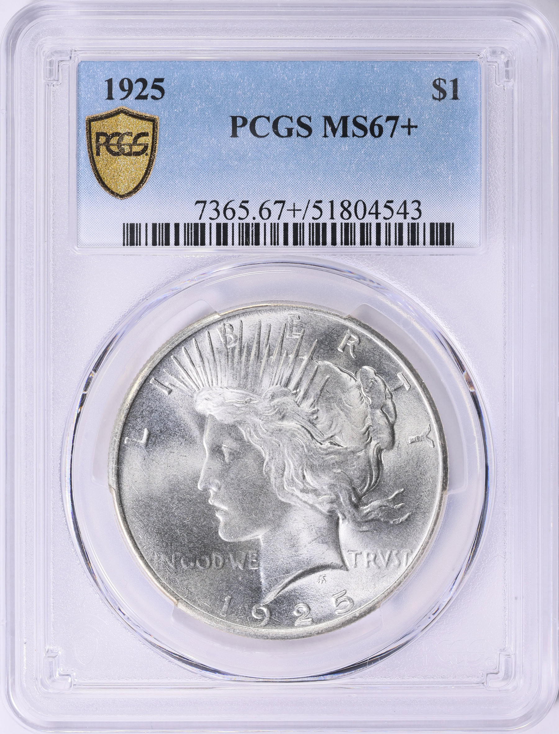 1925 Peace Silver Dollar PCGS MS-67+ (Item 1508023) | GreatCollections Coin Auctions