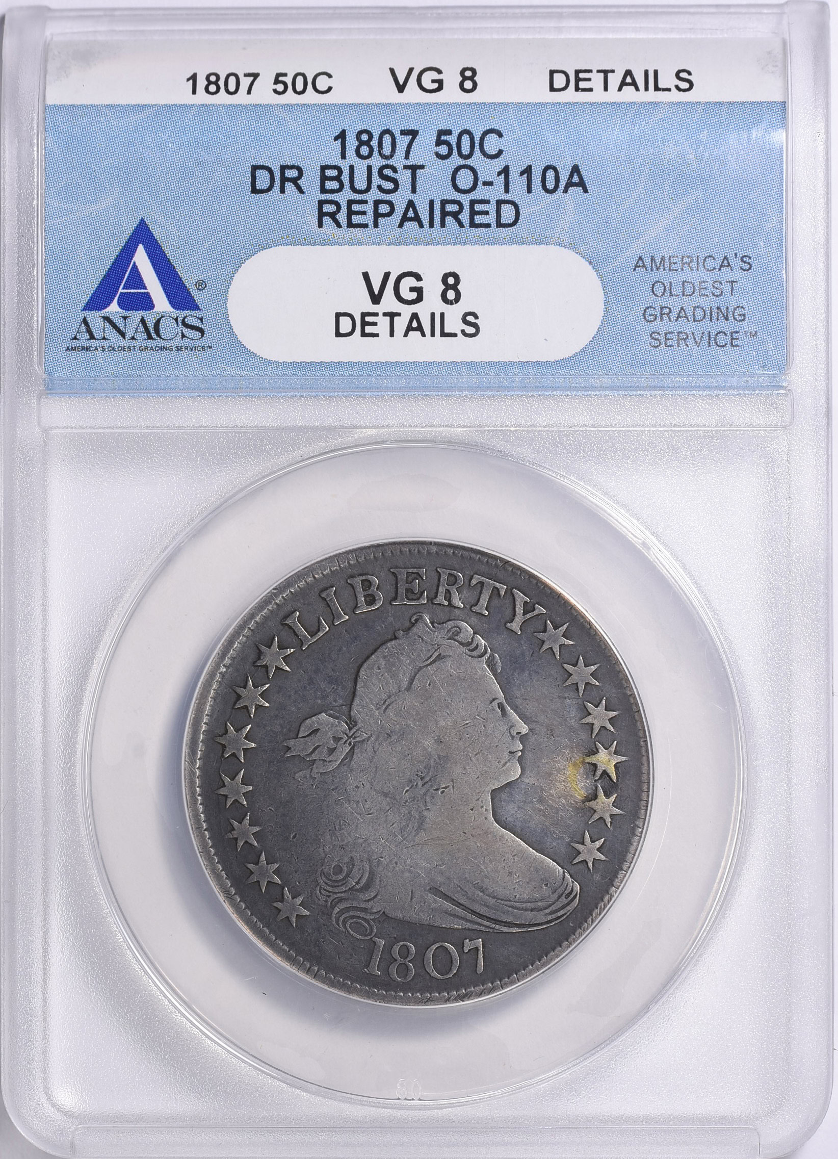 1807 Draped Bust Half Dollar Overton 110a ANACS VG-08 Details (Item ...