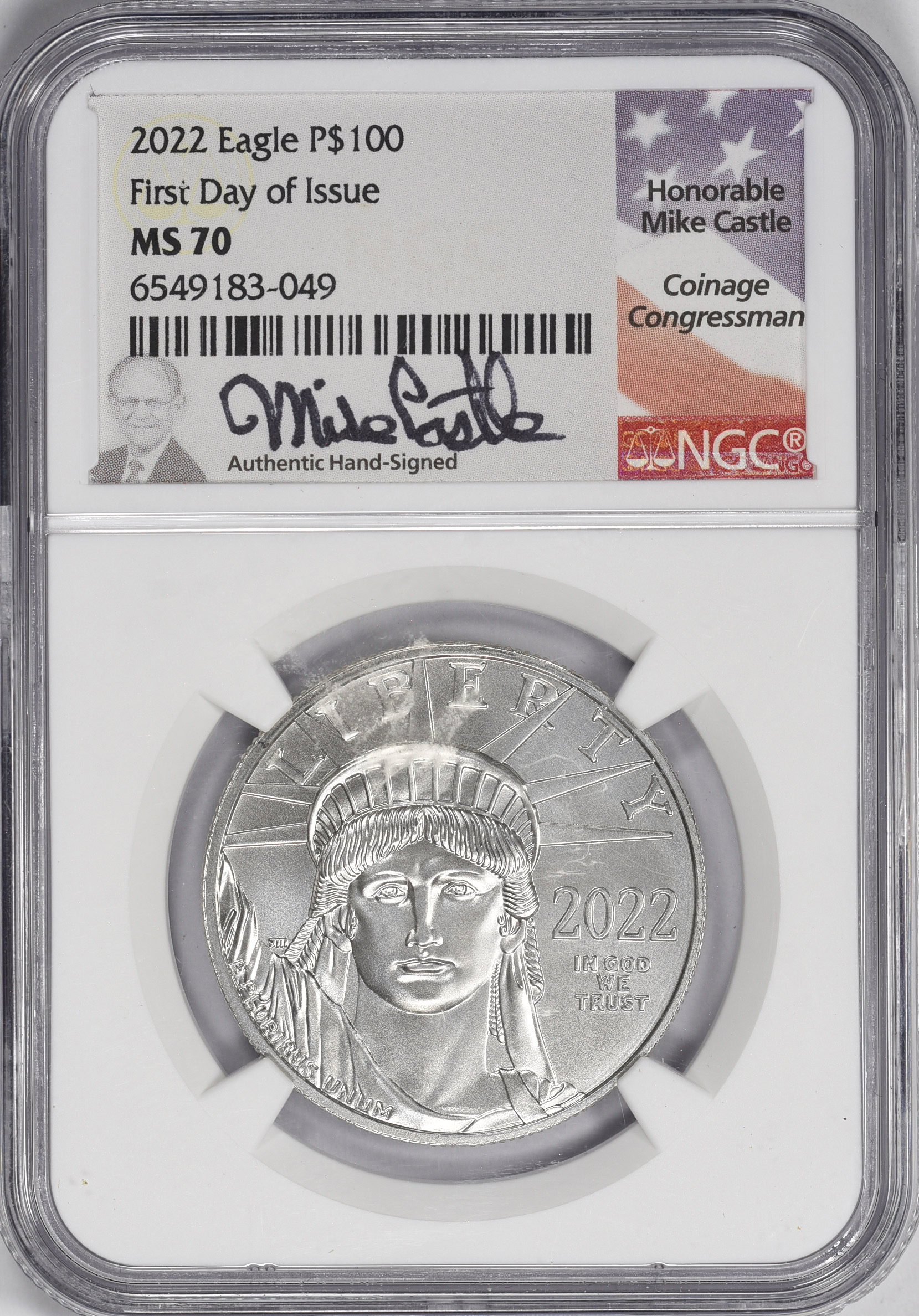2022 $100 One-Ounce Platinum American Eagle Liberty Statue of Liberty ...
