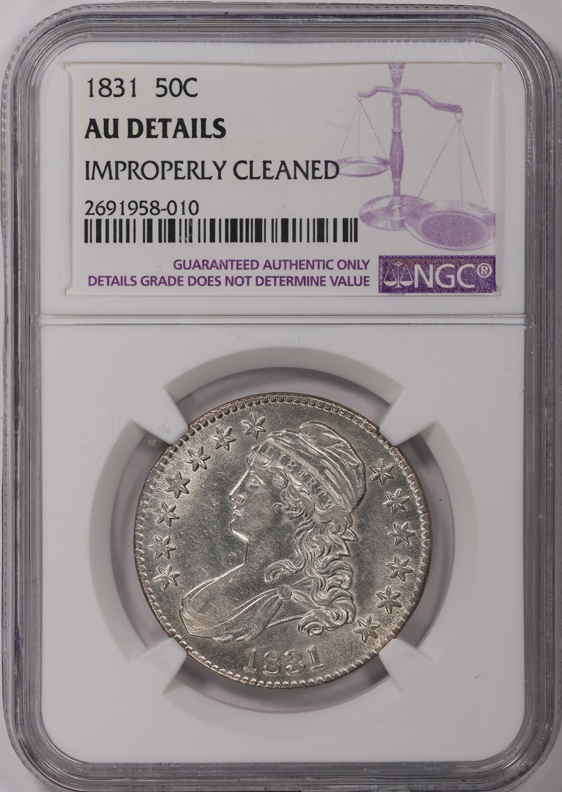 1831 Capped Bust Half Dollar NGC AU Details (Item 1509183) | GreatCollections Coin Auctions
