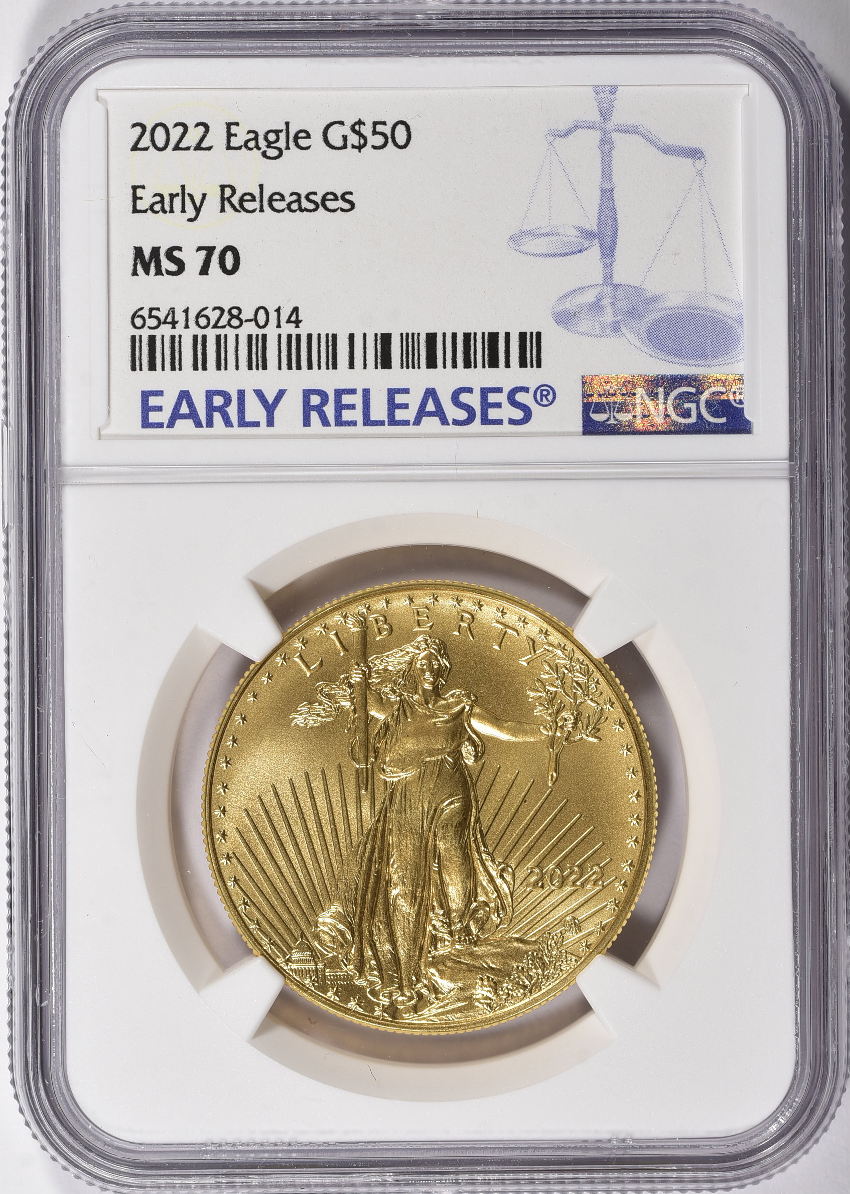 2022 $50 One-Ounce Gold American Eagle Early Releases NGC MS-70 (Item 1509680 ...