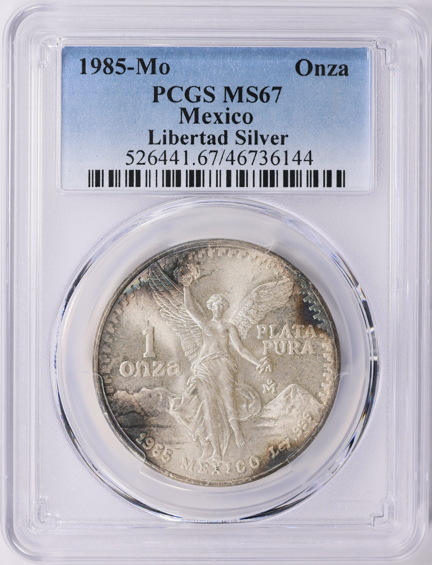Mexico 1985-Mo Silver Onza Libertad KM-494.1 PCGS MS-67 (Toned) (Item 1512096 ...