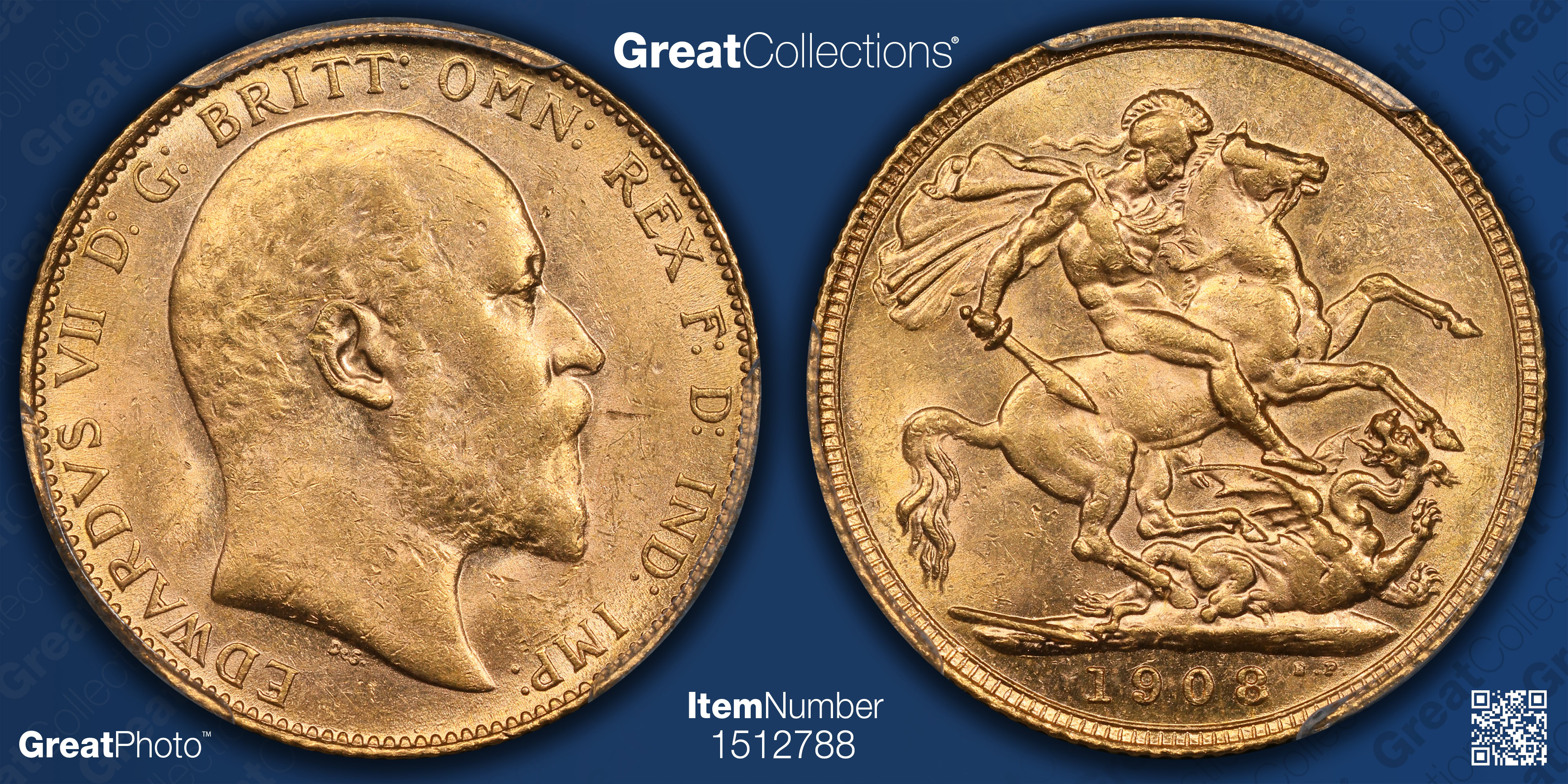 Great Britain 1908 Gold Sovereign S-3969 PCGS MS-62 (AGW = 0.2355 oz ...