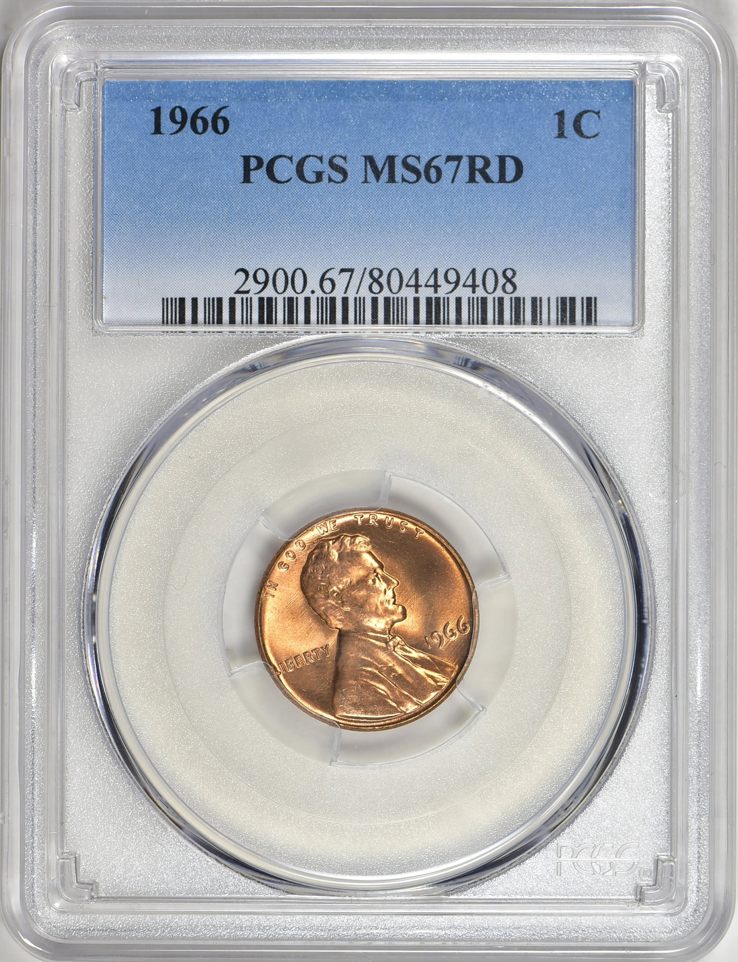 1966 Lincoln Cent PCGS MS-67 RD (Item 1513077) | GreatCollections Coin ...
