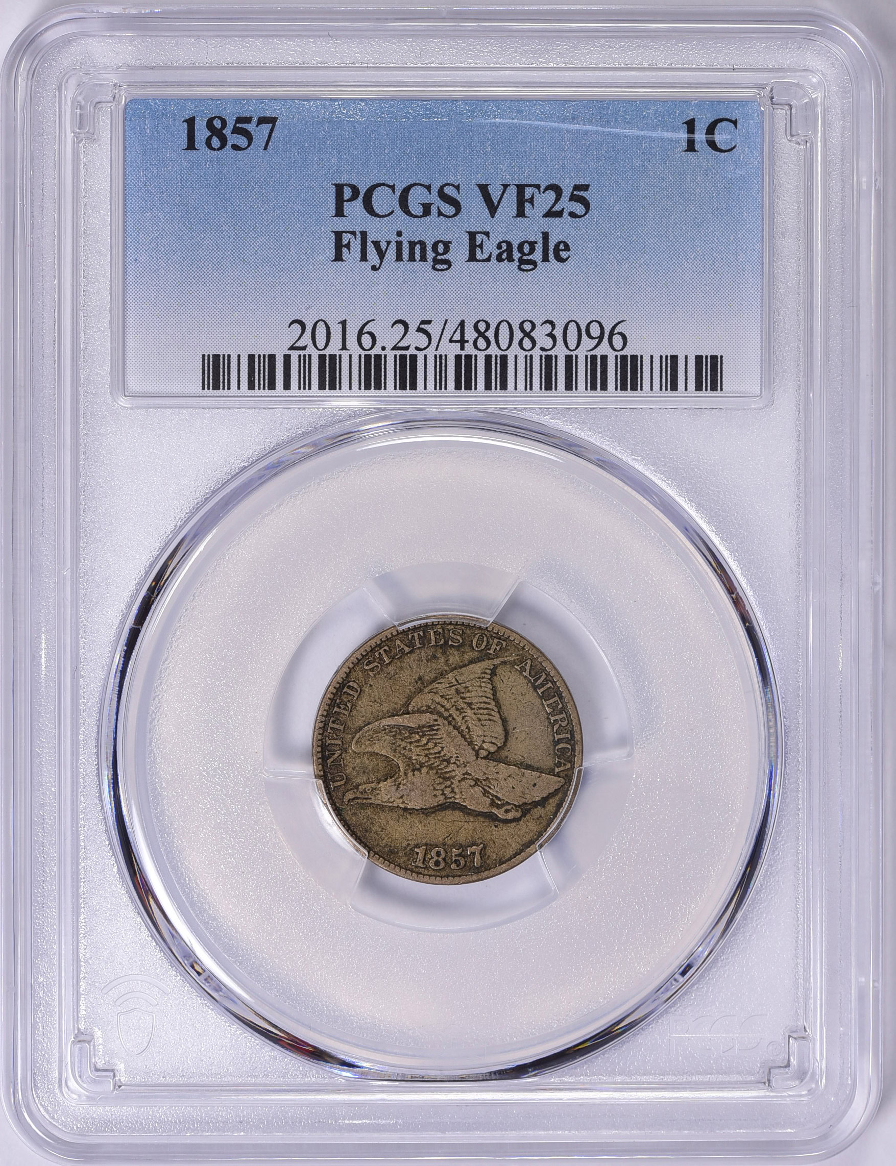 1857 Flying Eagle Cent PCGS VF-25 (Item 1514709) | GreatCollections Coin Auctions