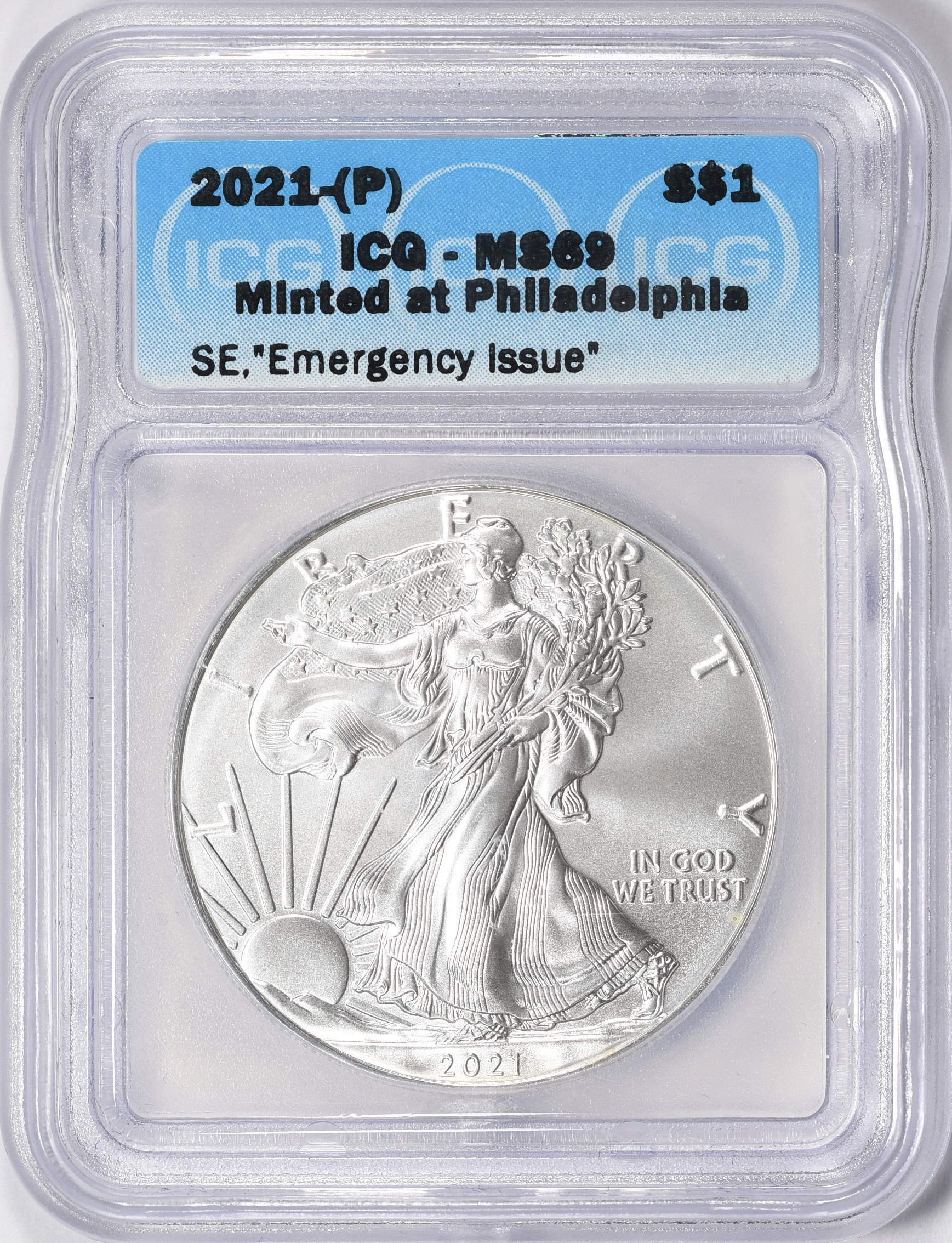 2021-(P) $1 Silver Eagle Struck at Philadelphia Type 1 Emergency Issue ...