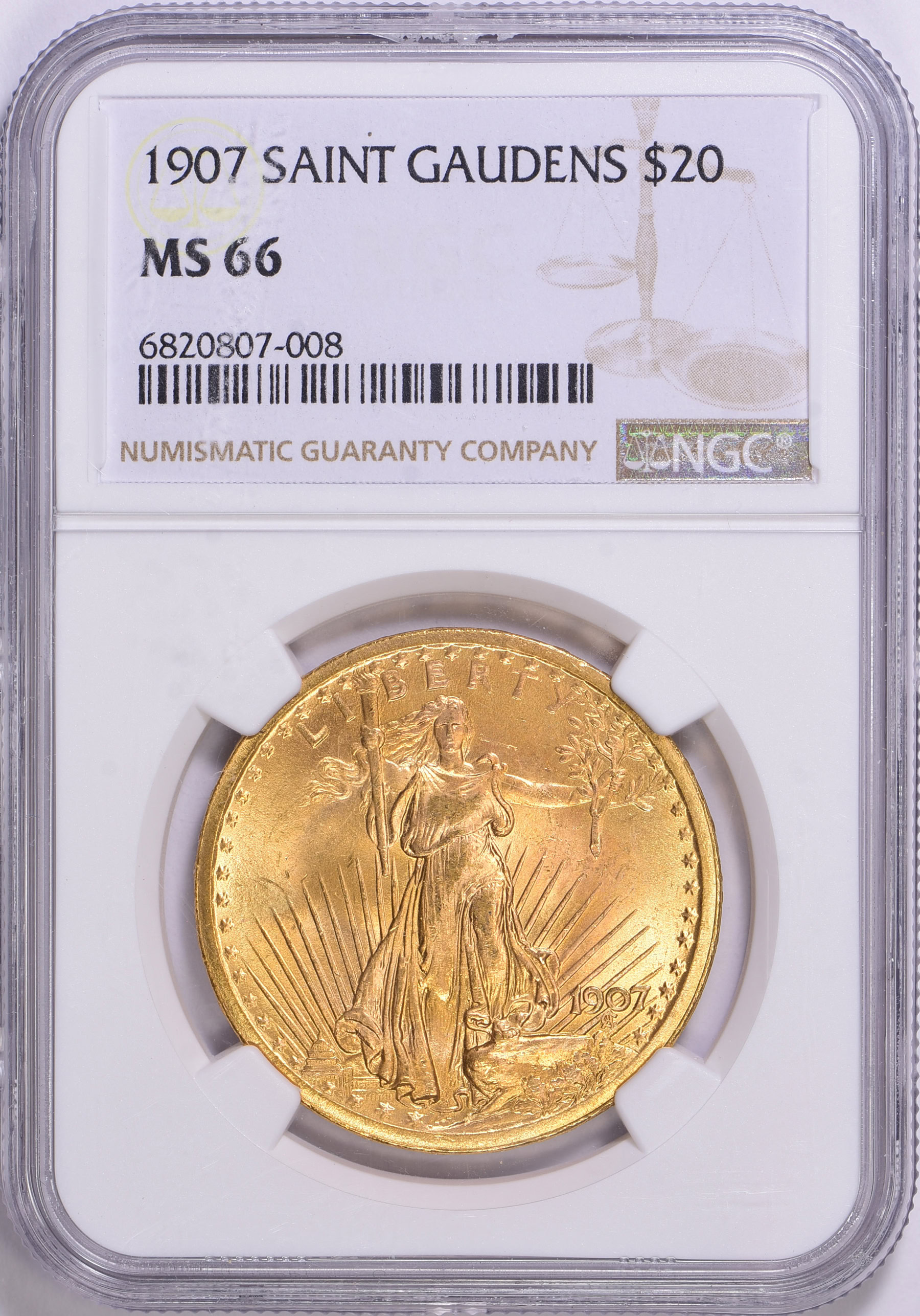 1907 Saint-Gaudens Gold Double Eagle Arabic Numerals NGC MS-66 (Item 1517063) | GreatCollections ...