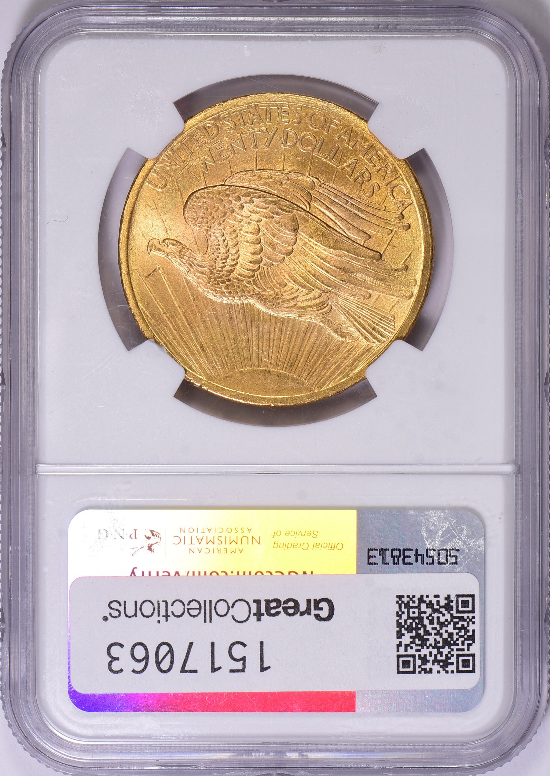 1907 Saint-Gaudens Gold Double Eagle Arabic Numerals NGC MS-66 (Item ...