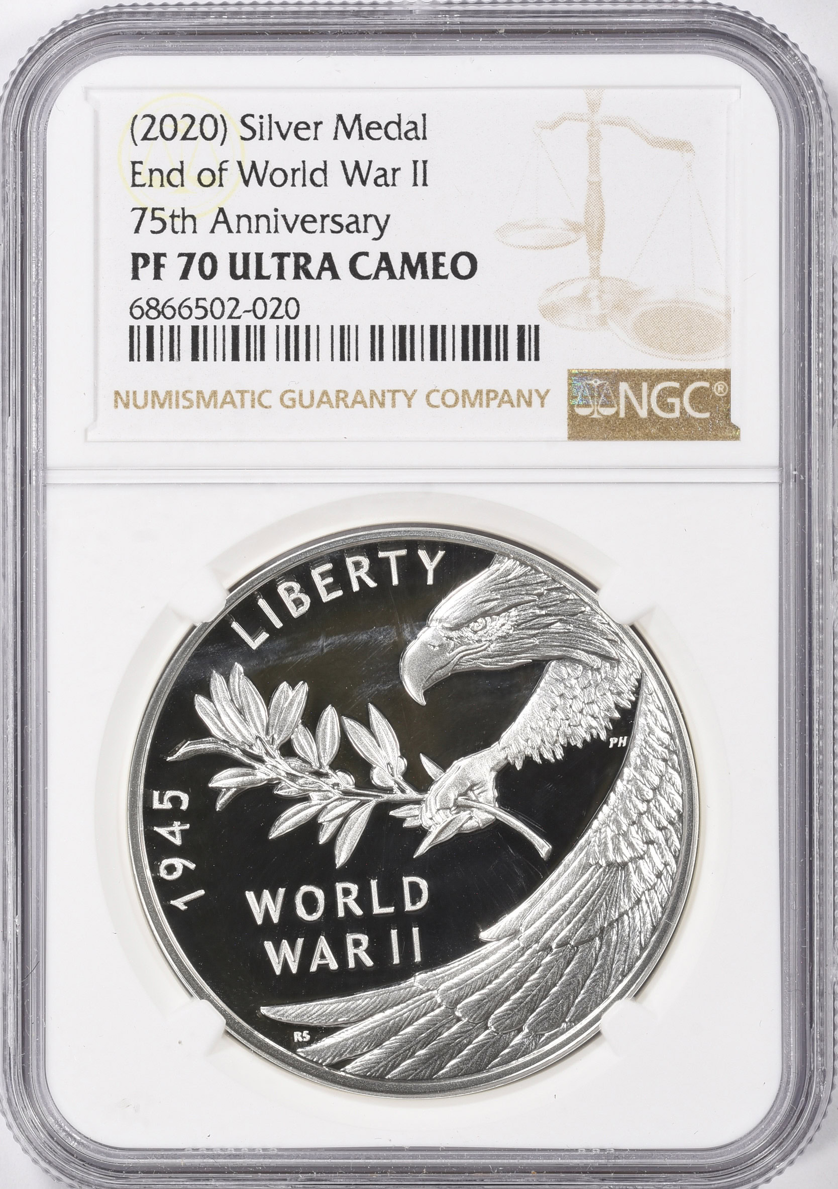 (2020) End of World War II 75th Anniversary Silver Medal NGC Proof-70 ...