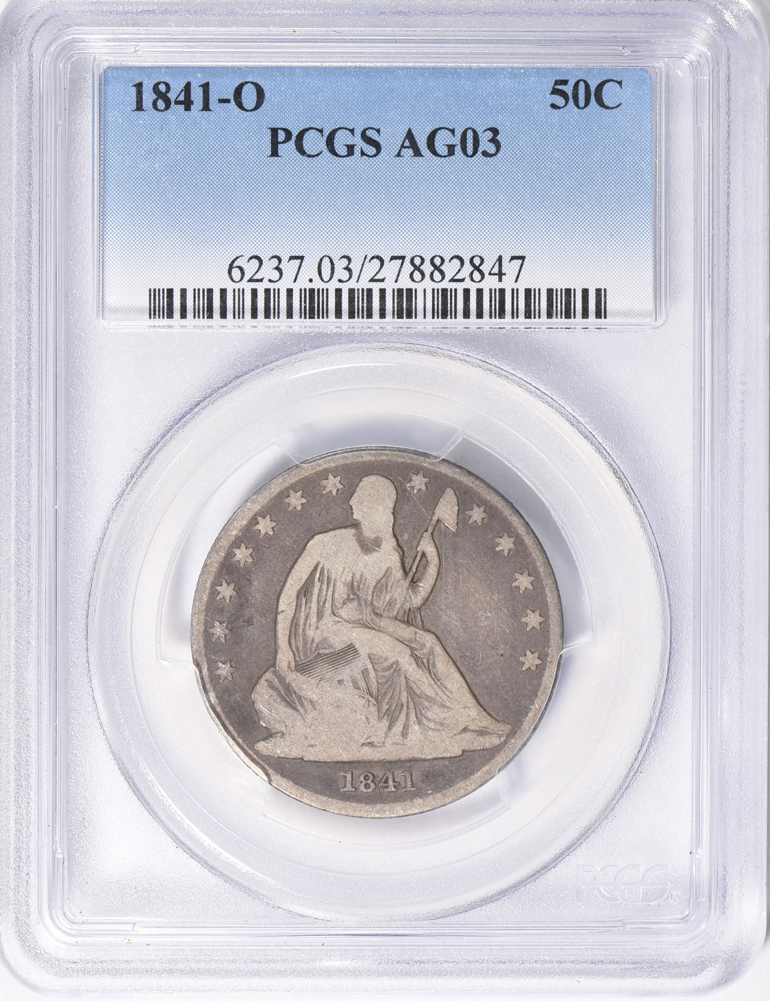 1841-O Seated Liberty Half Dollar PCGS AG-03 (Item 1518552) | GreatCollections Coin Auctions