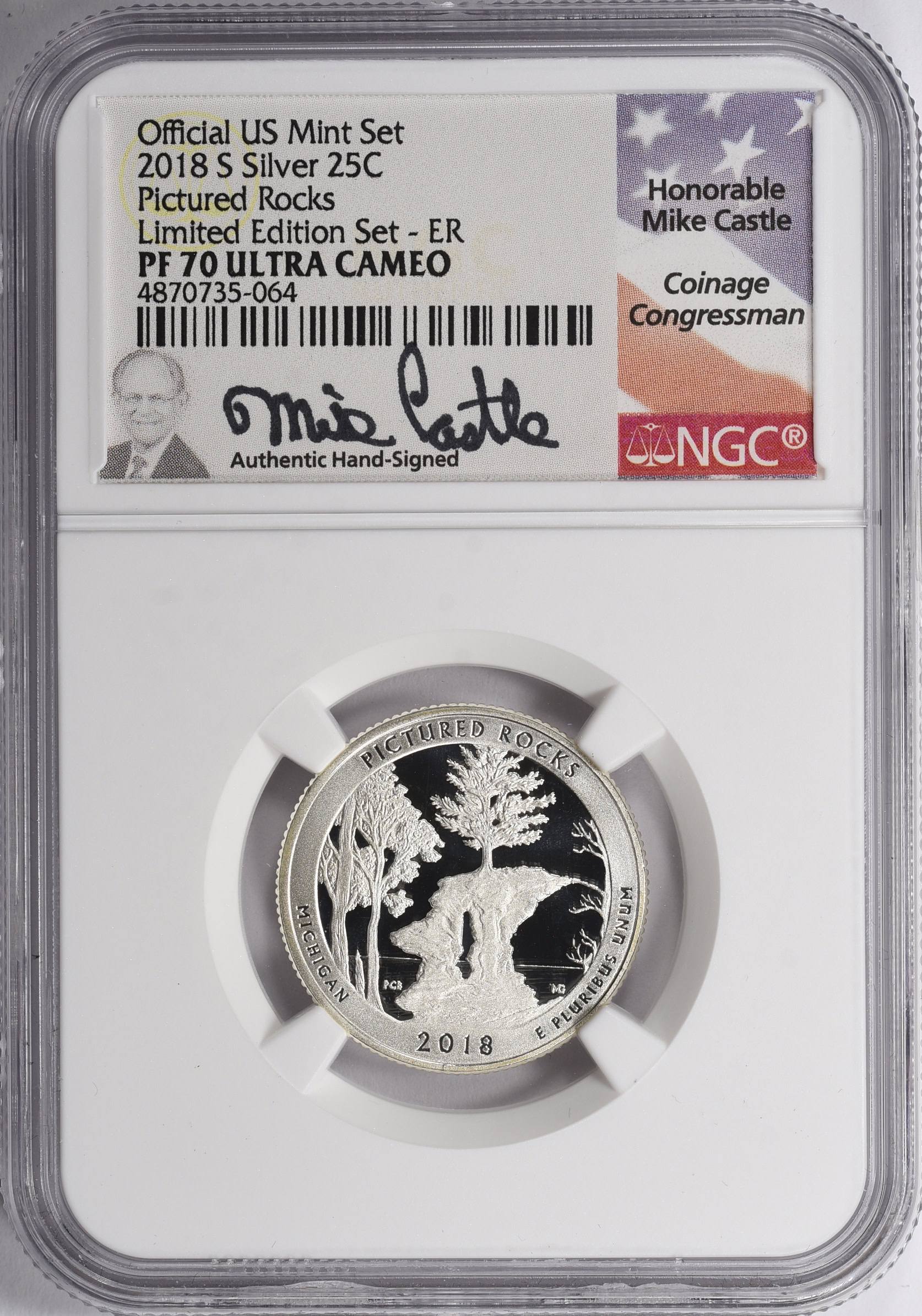 2018-S America the Beautiful Quarter Pictured Rocks NP-Silver Early ...