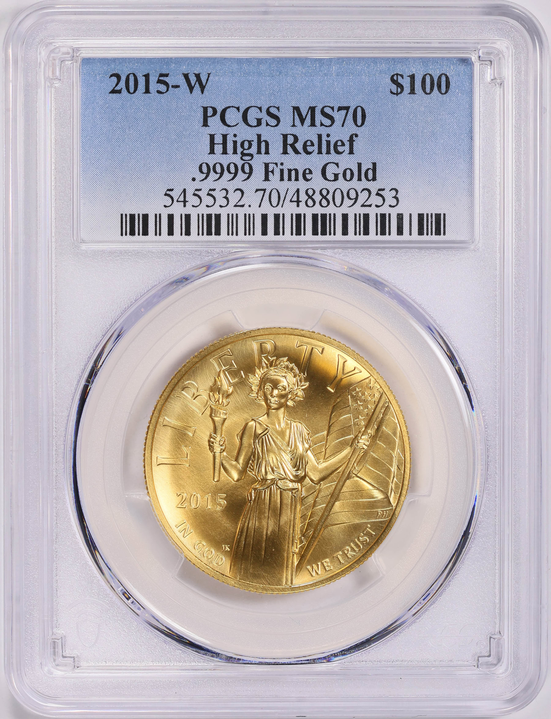 2015-W America Liberty High Relief $100 Gold PCGS MS-70 (Item 1519967) | GreatCollections Coin ...
