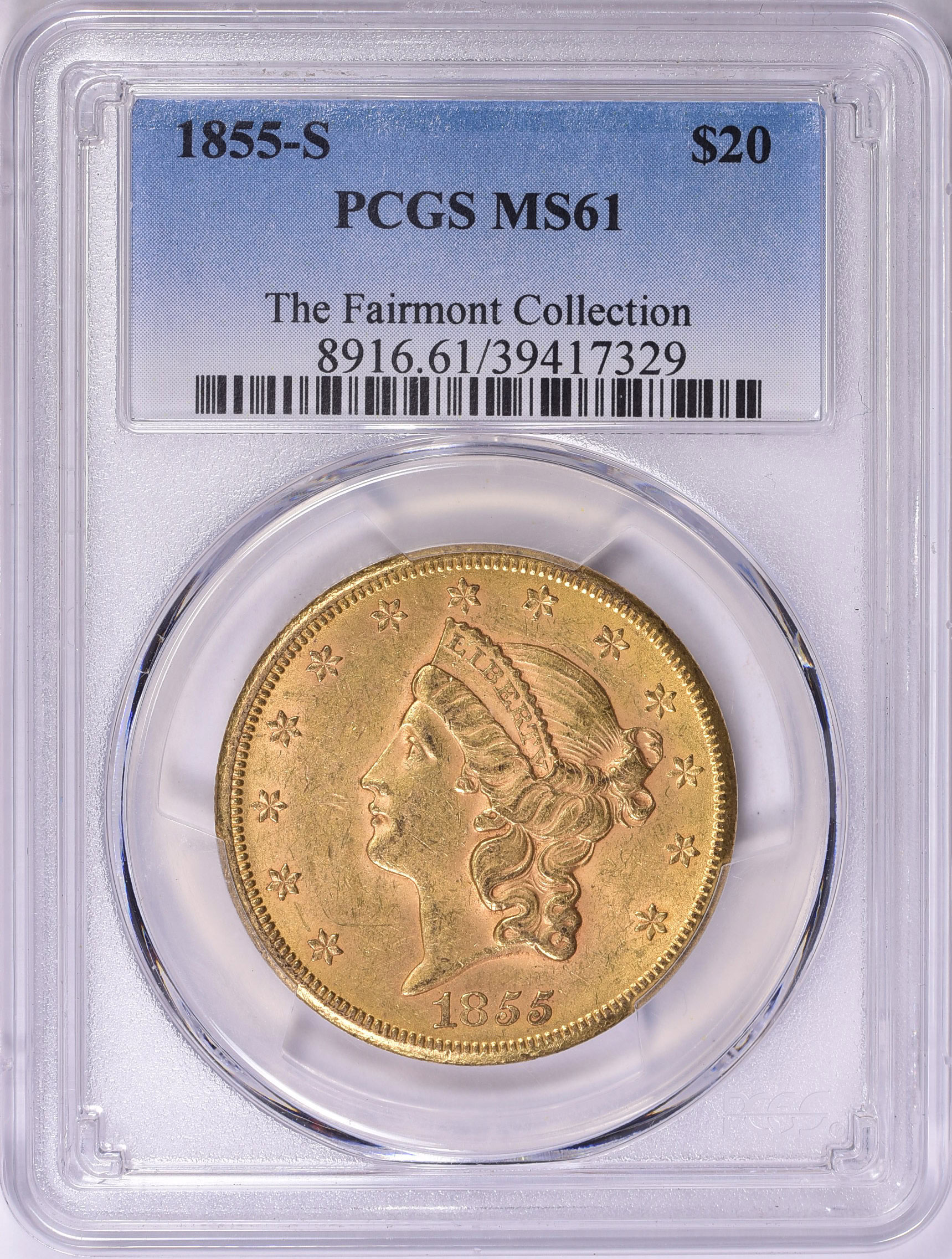 1855-S Liberty Gold Double Eagle PCGS MS-61 (The Fairmont Collection) (Item 1520206 ...