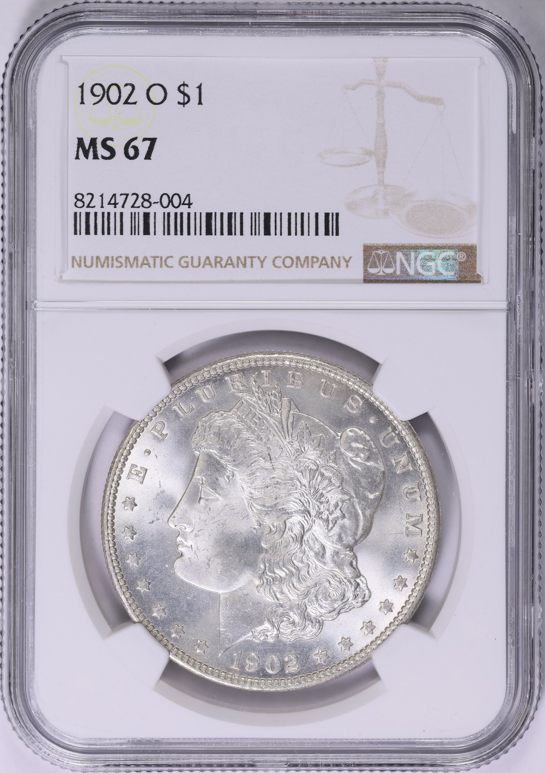 1902-O Morgan Silver Dollar NGC MS-67 (Item 1520615) | GreatCollections Coin Auctions