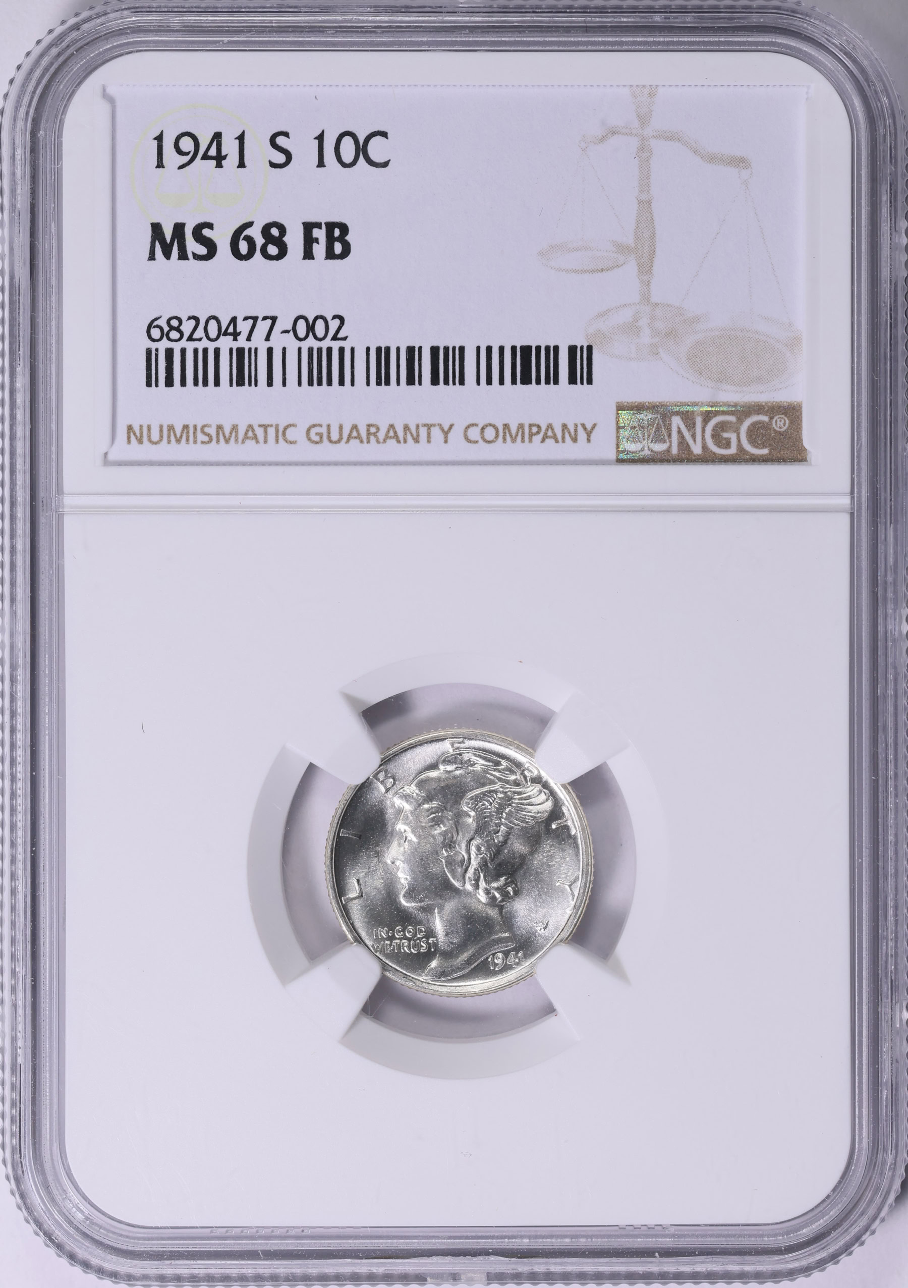 1941-S Mercury Dime NGC MS-68 FB (Item 1520668) | GreatCollections Coin Auctions