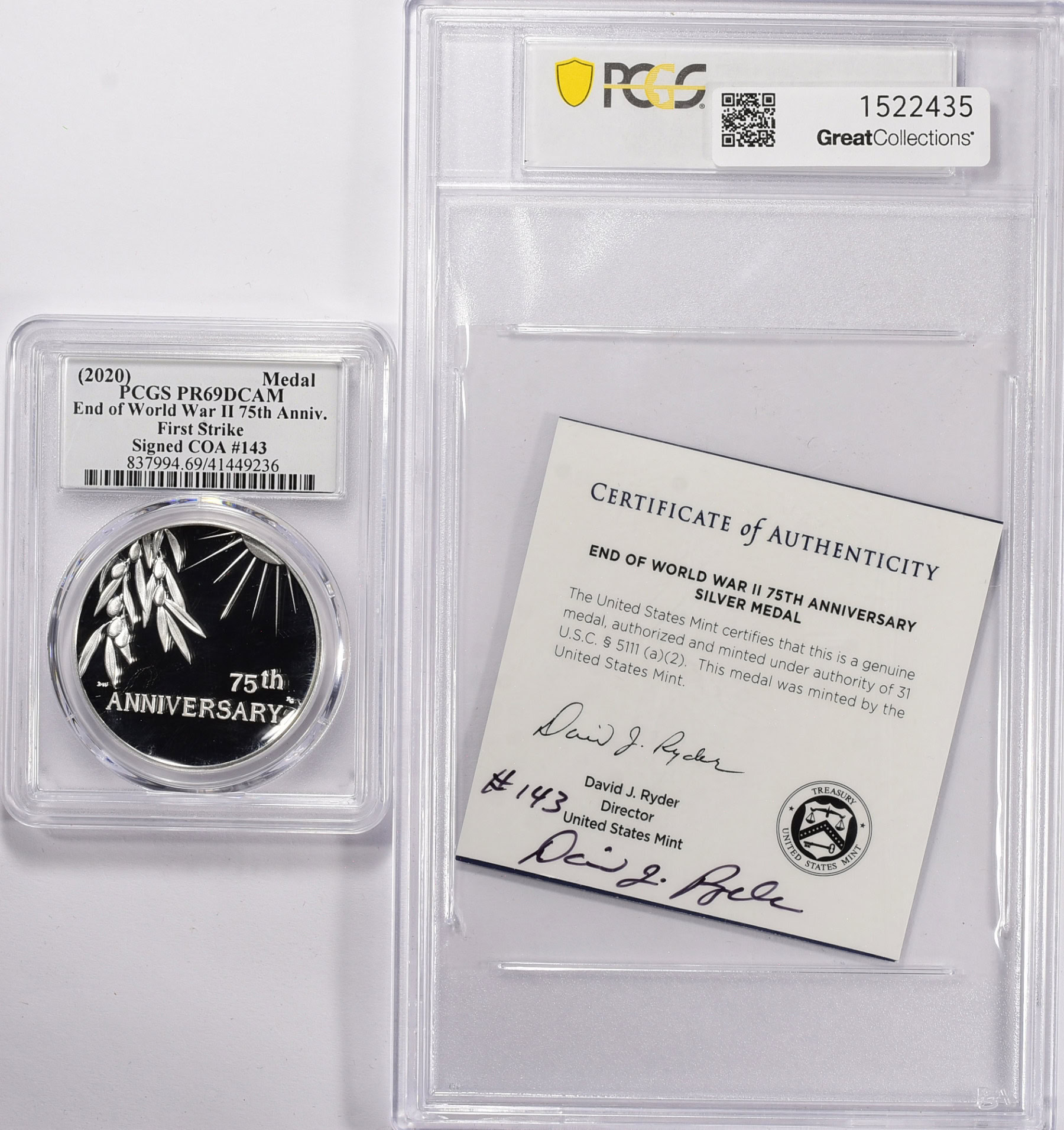 (2020) End of World War II 75th Anniversary Silver Medal First Strike ...